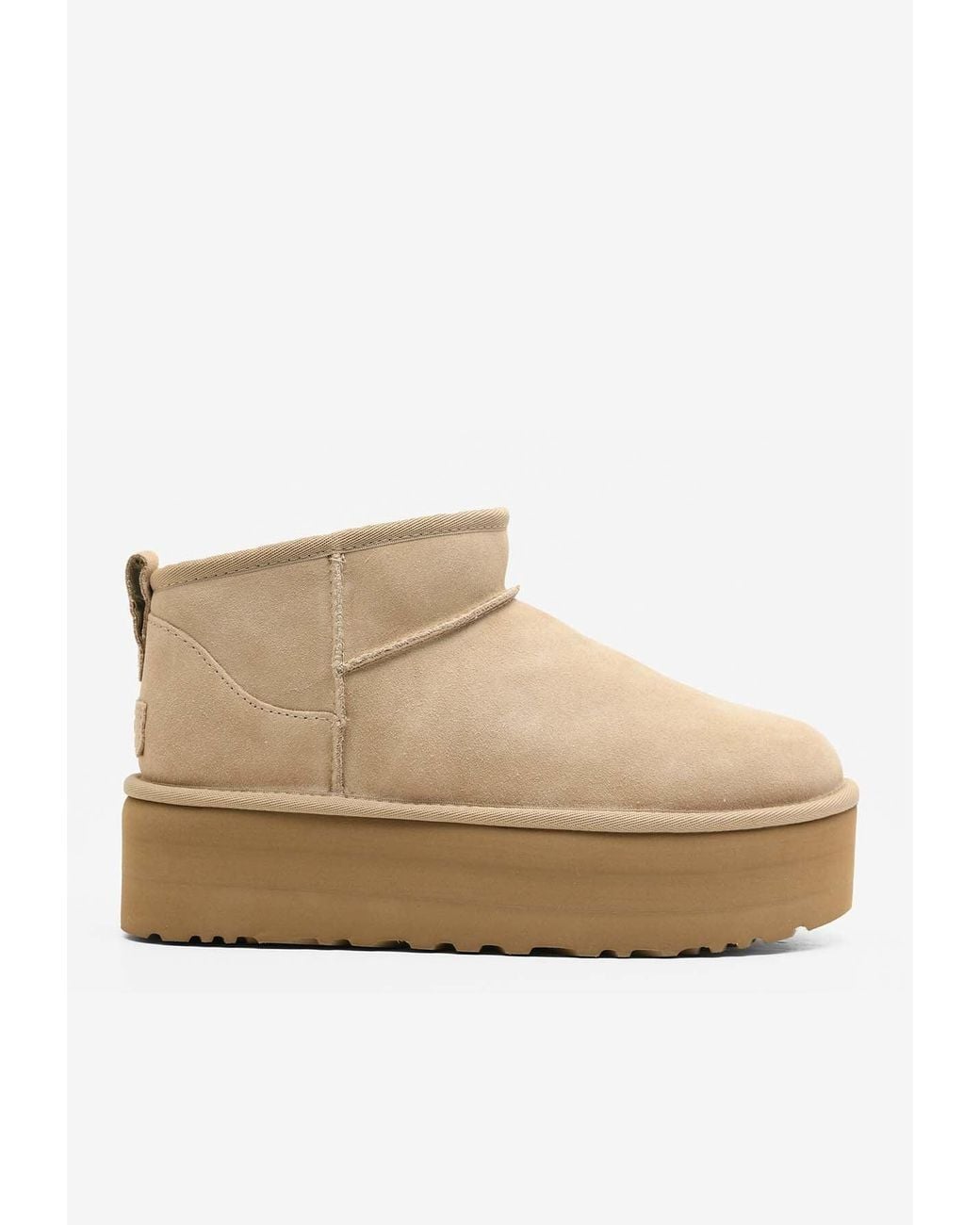UGG Classic Ultra Mini Suede Platform Boots in Brown | Lyst