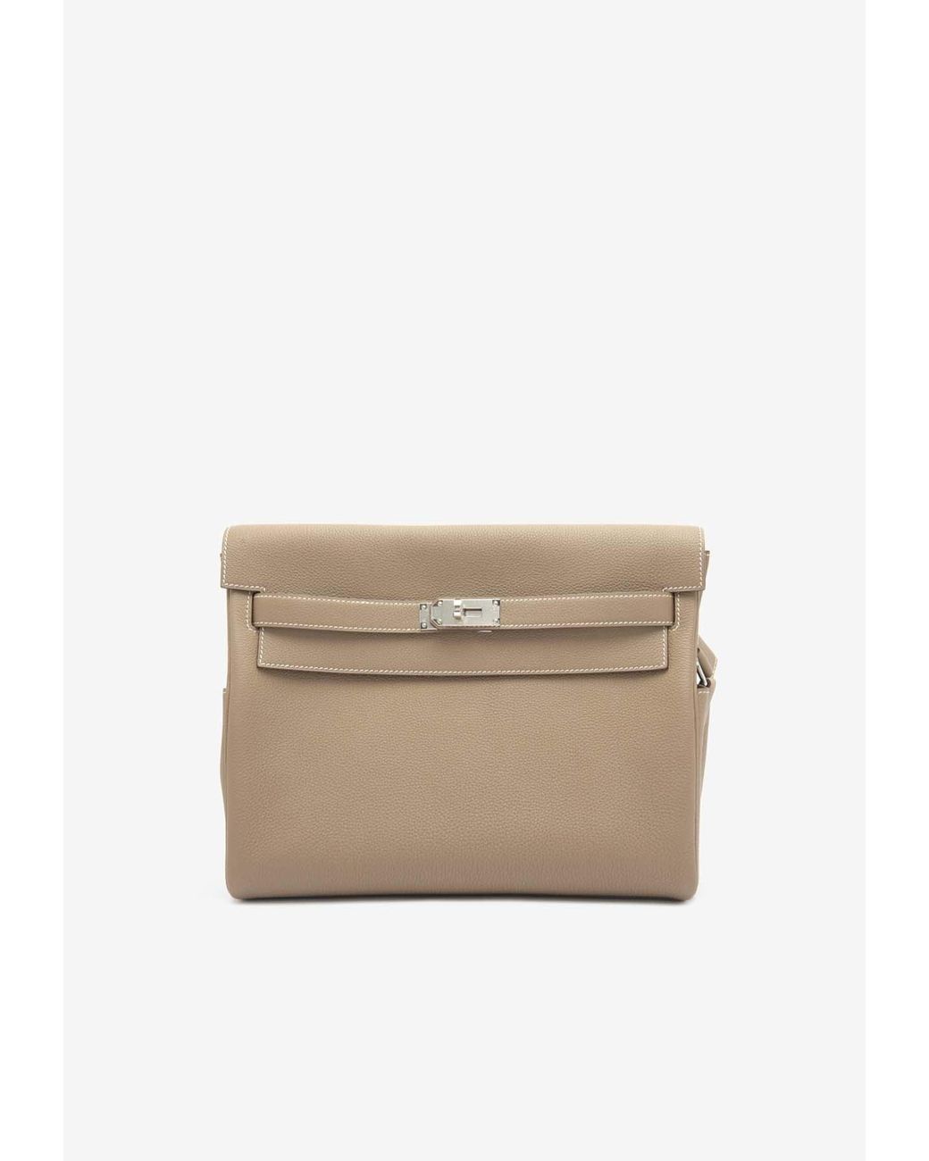 Hermès Etoupe Togo Leather Kelly Messenger Bag in Natural | Lyst