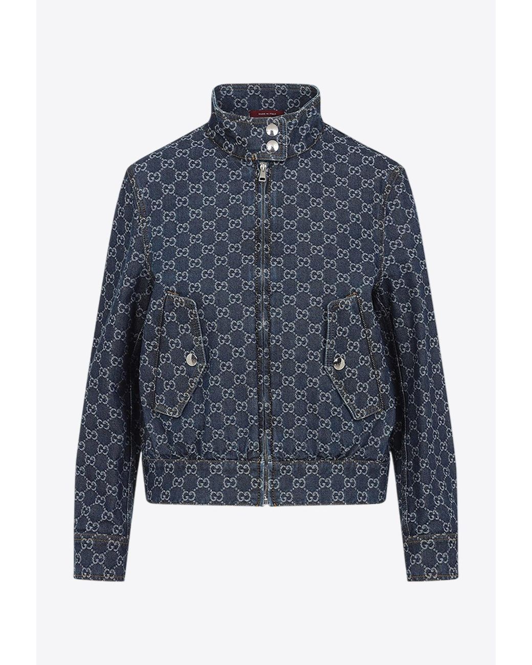 Gucci Gg Monogram Bomber Jacket in Blue | Lyst