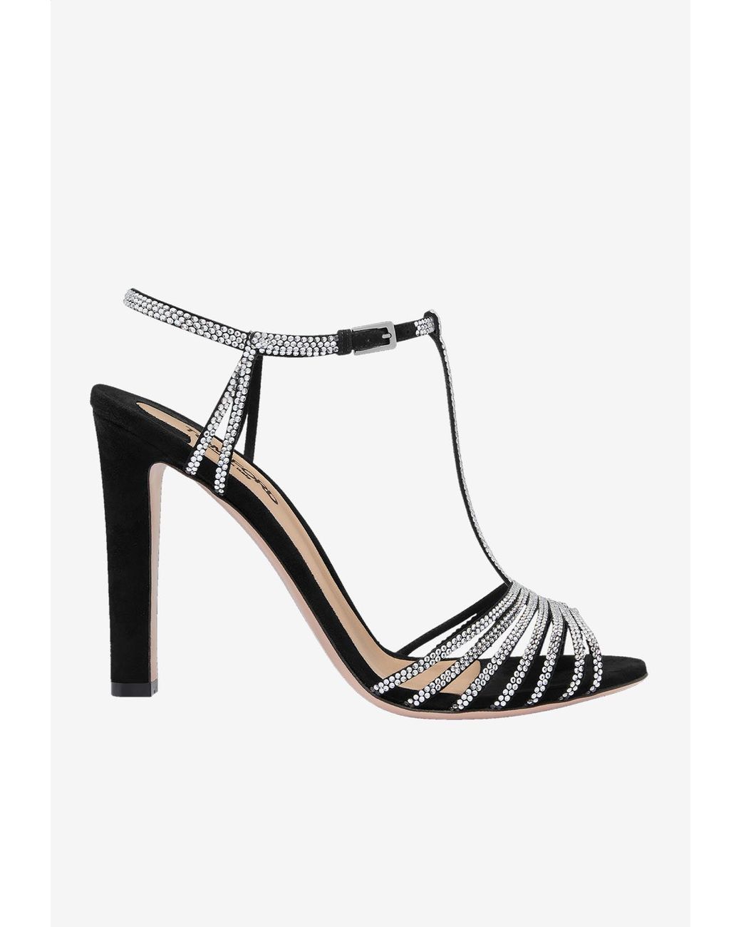 Tom Ford Jerry 105 Crystal-Embellished Suede Sandals in White | Lyst