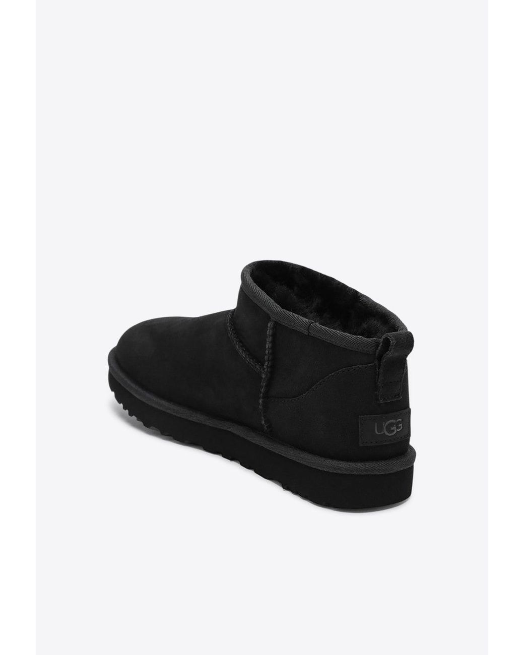UGG Classic Ultra Mini Suede Boots in Black | Lyst