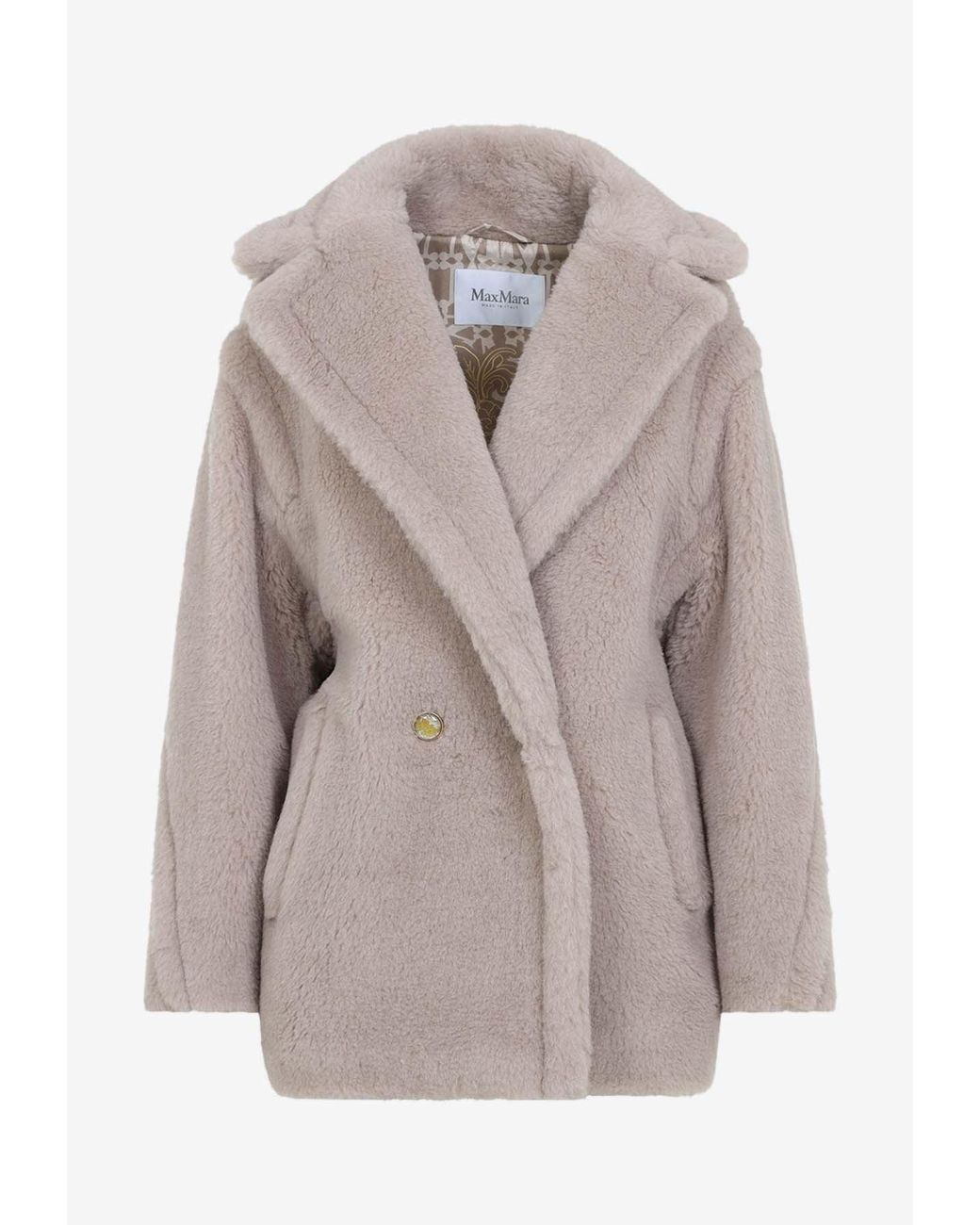 Max Mara Cuba Teddy Short Coat in Gray | Lyst