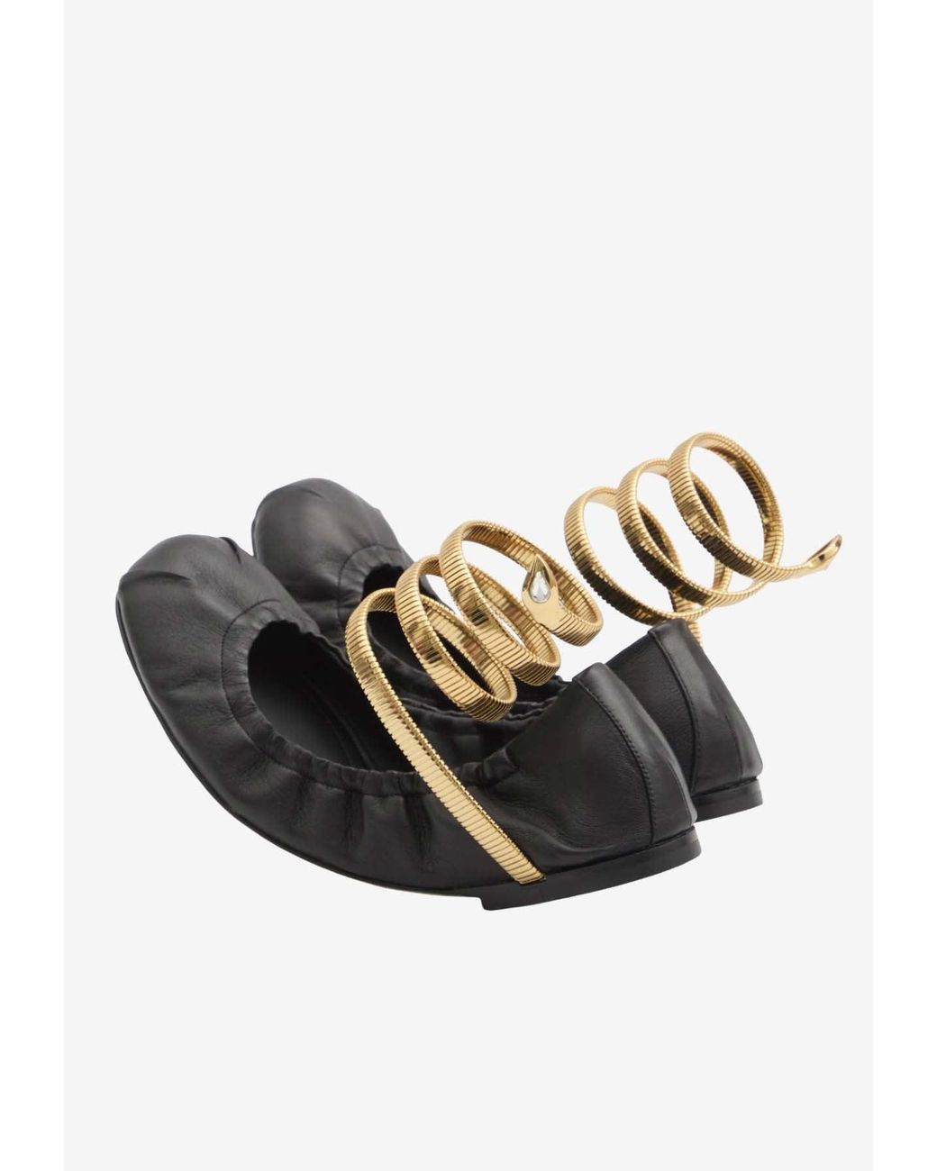 Rene Caovilla Juniper Nappa Leather Ballet Flats in Black | Lyst