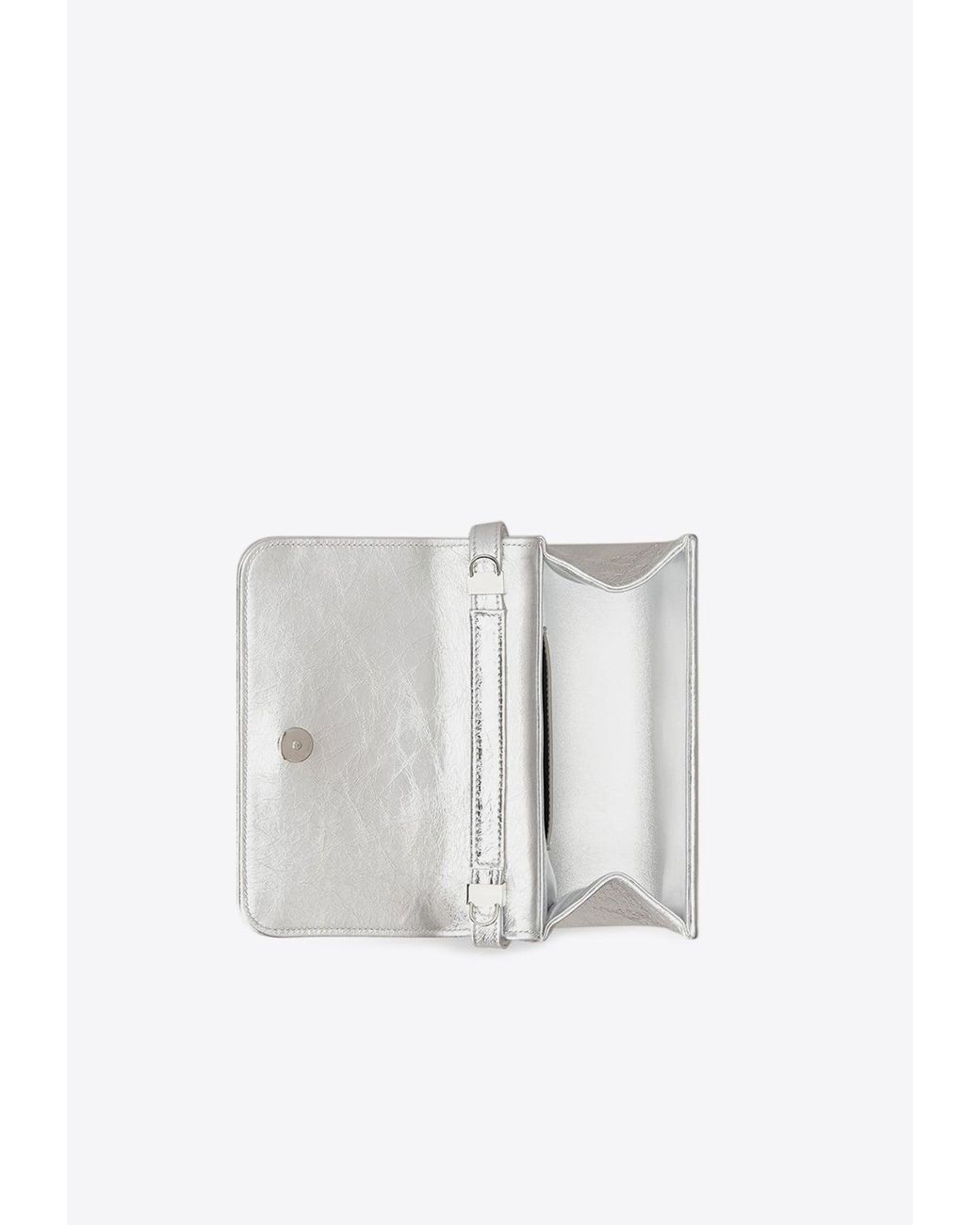 Roger Vivier Micro Pilgrim Metallic Leather Crossbody Bag in White | Lyst