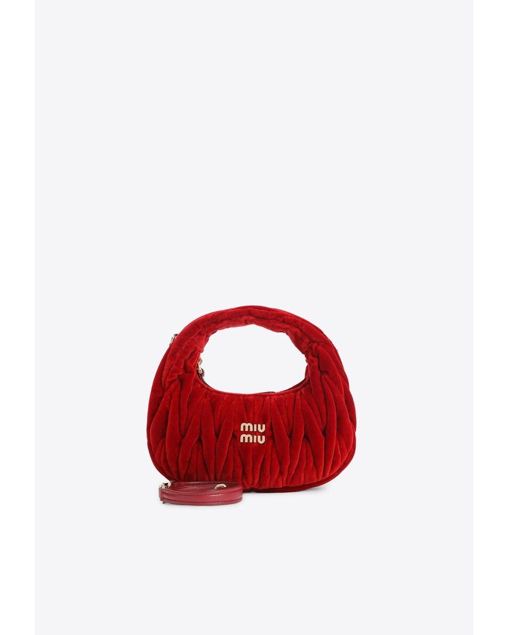 Miu Miu Mini Matelassé Top Handle Bag in Red | Lyst