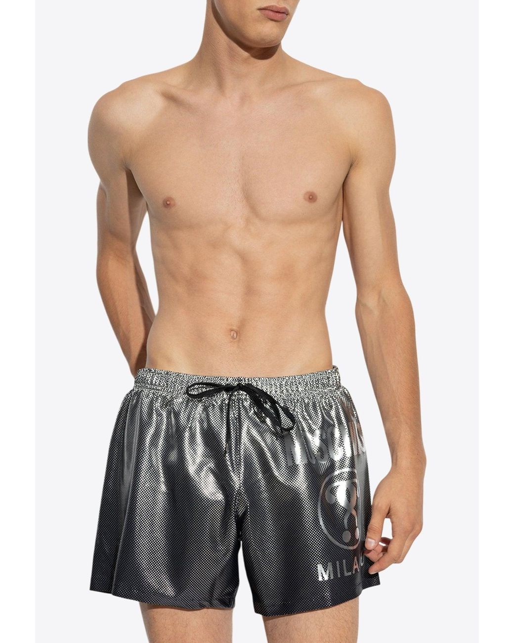 Moschino Double Question Mark Laminated Swim Shorts in Blue for Men | Lyst