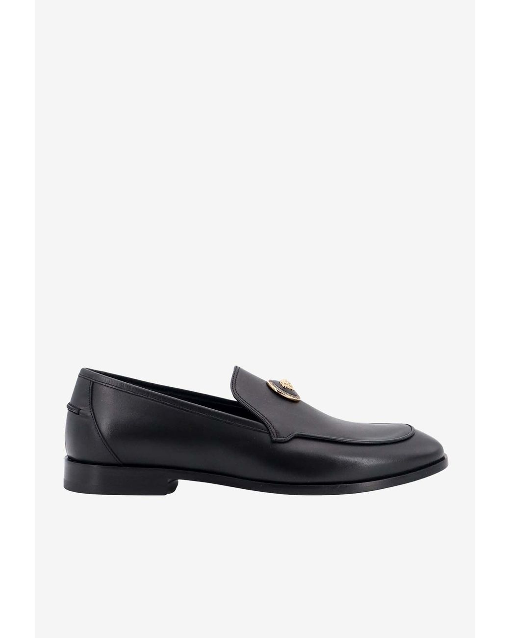 Versace La Medusa Calf Leather Loafers in Black for Men | Lyst