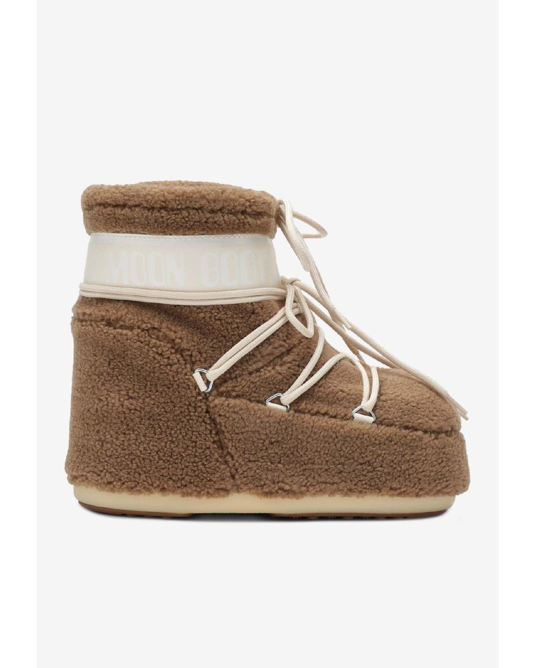 Moon Boot Icon Low Teddy Boots in Natural | Lyst