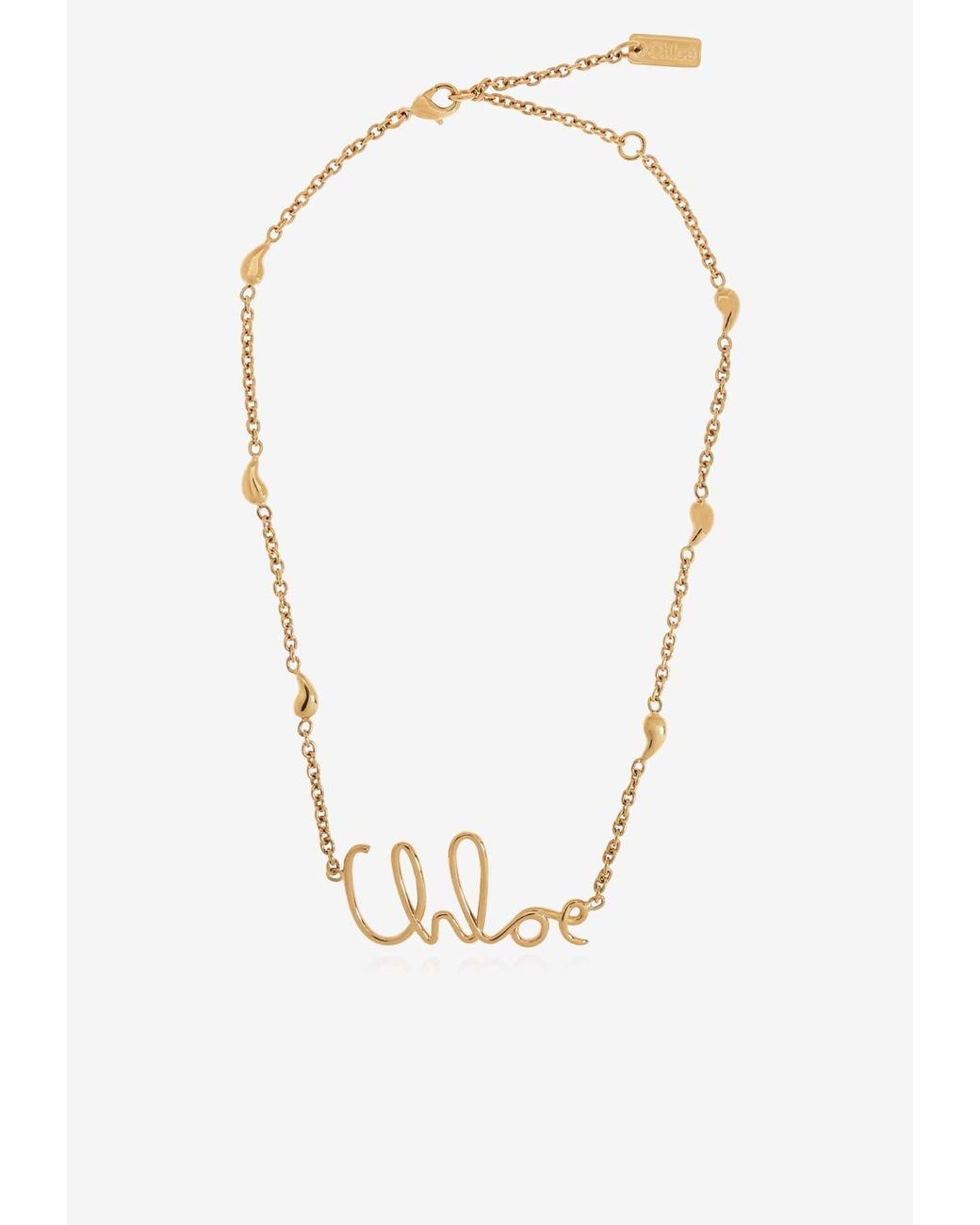 Chloé The Iconic Logo Chain Necklace in White | Lyst