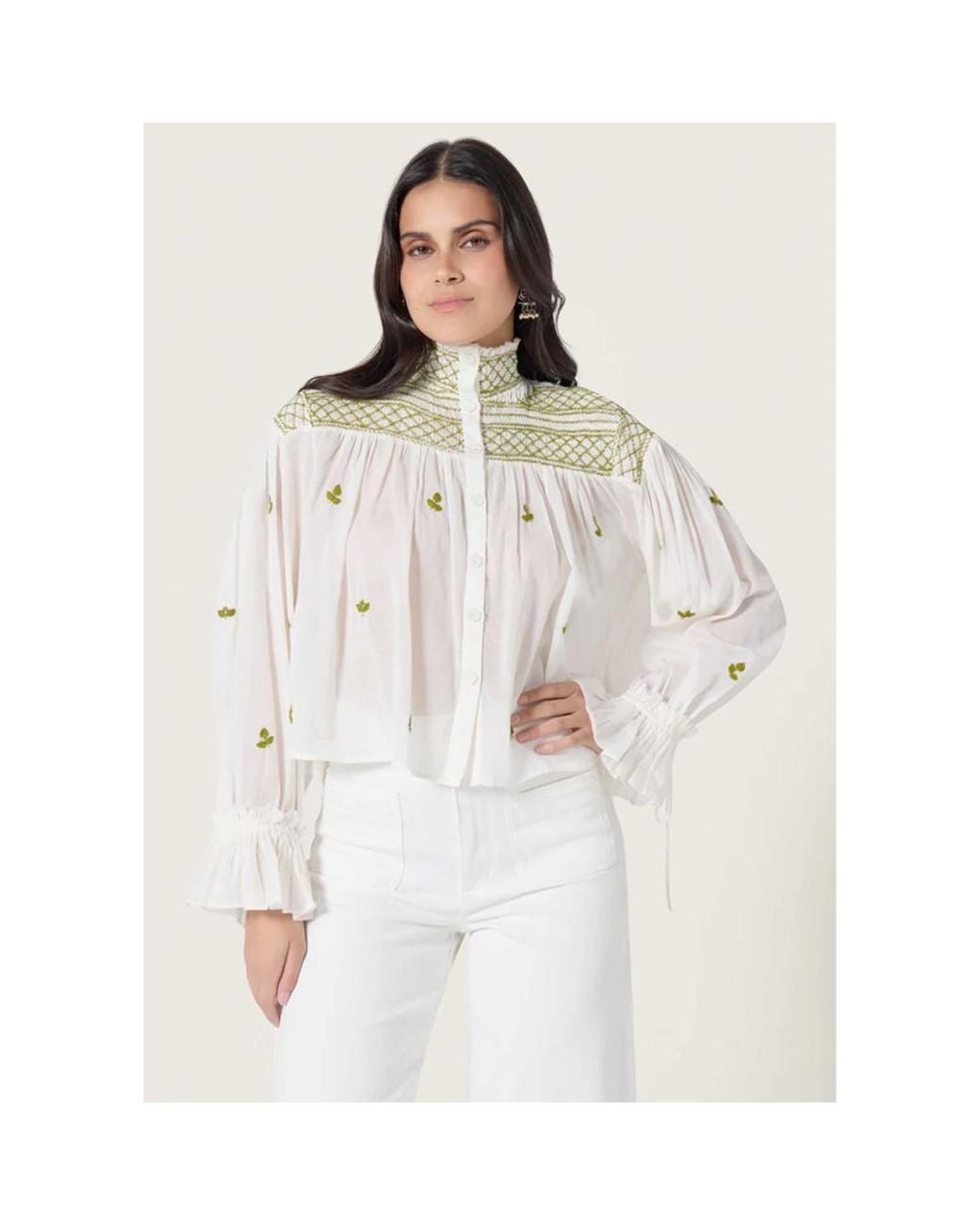 Scarlett Poppies Novelle Embroidered Top in White | Lyst UK