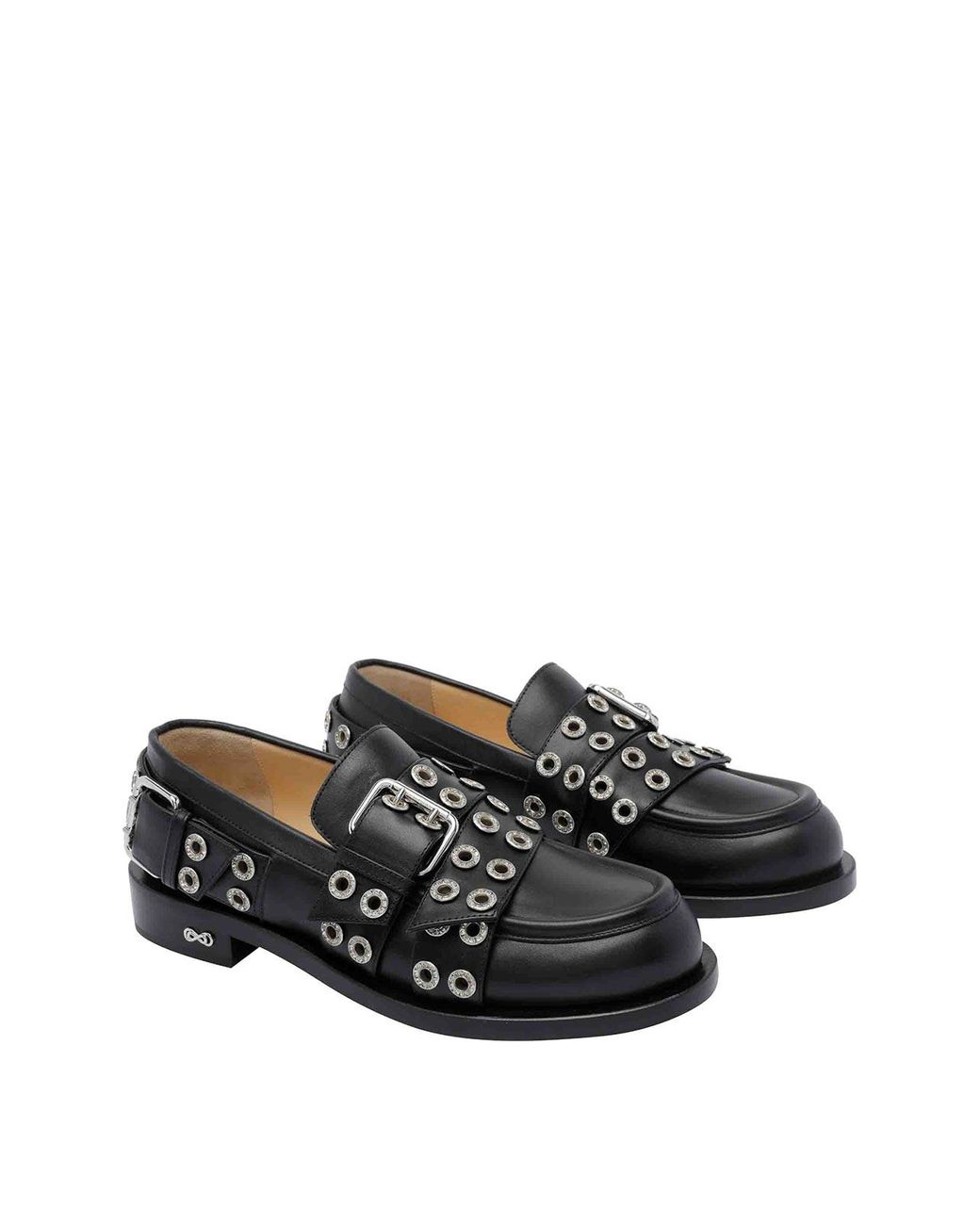 Mach & Mach Buckle Belt Vintage Loafers in Black | Lyst