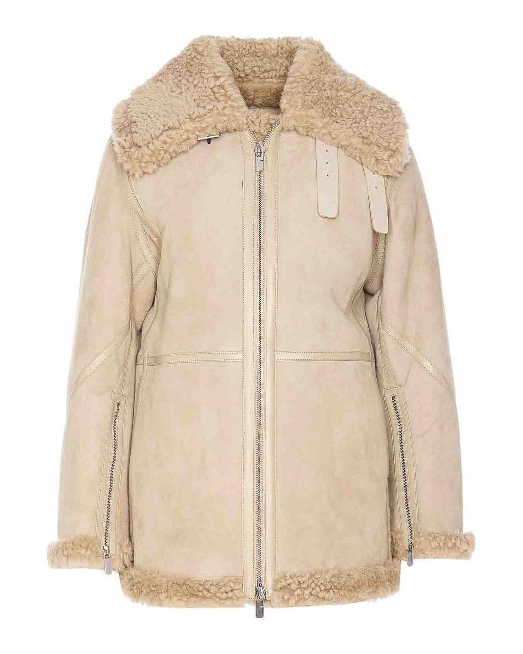 Burberry Shearling Aviator Jacket in Natural | Lyst