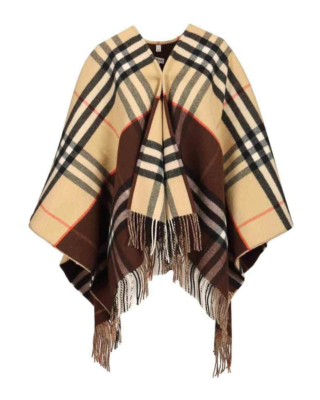 Burberry Checked Cape in Natural | Lyst