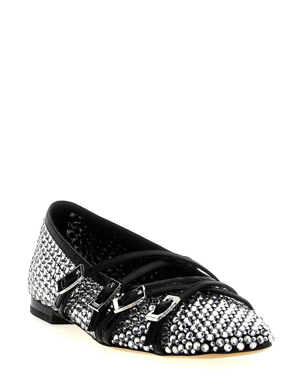 Mach & Mach Crystal Net Ballet Flats in Black | Lyst UK