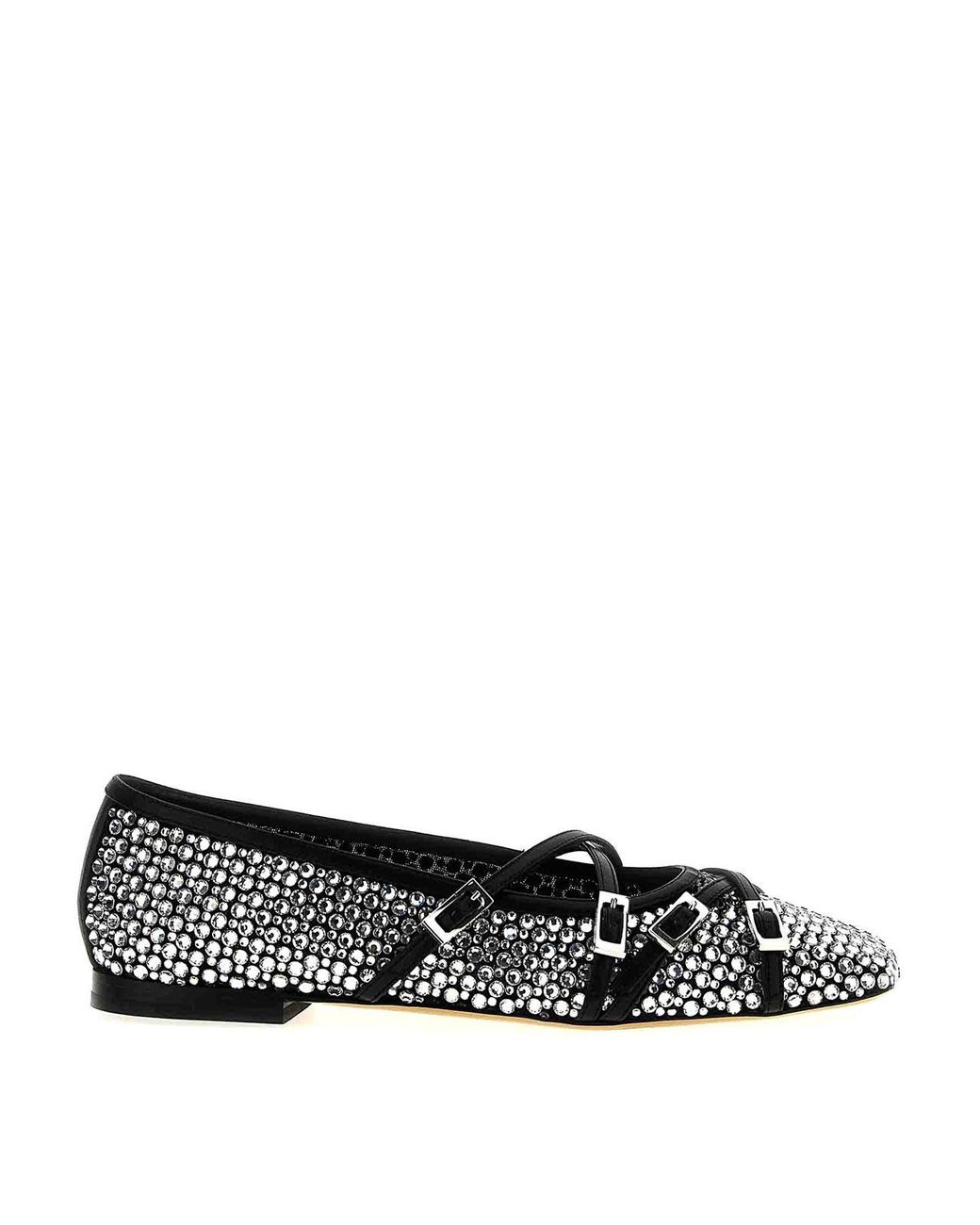 Mach & Mach Crystal Net Ballet Flats in Black | Lyst UK