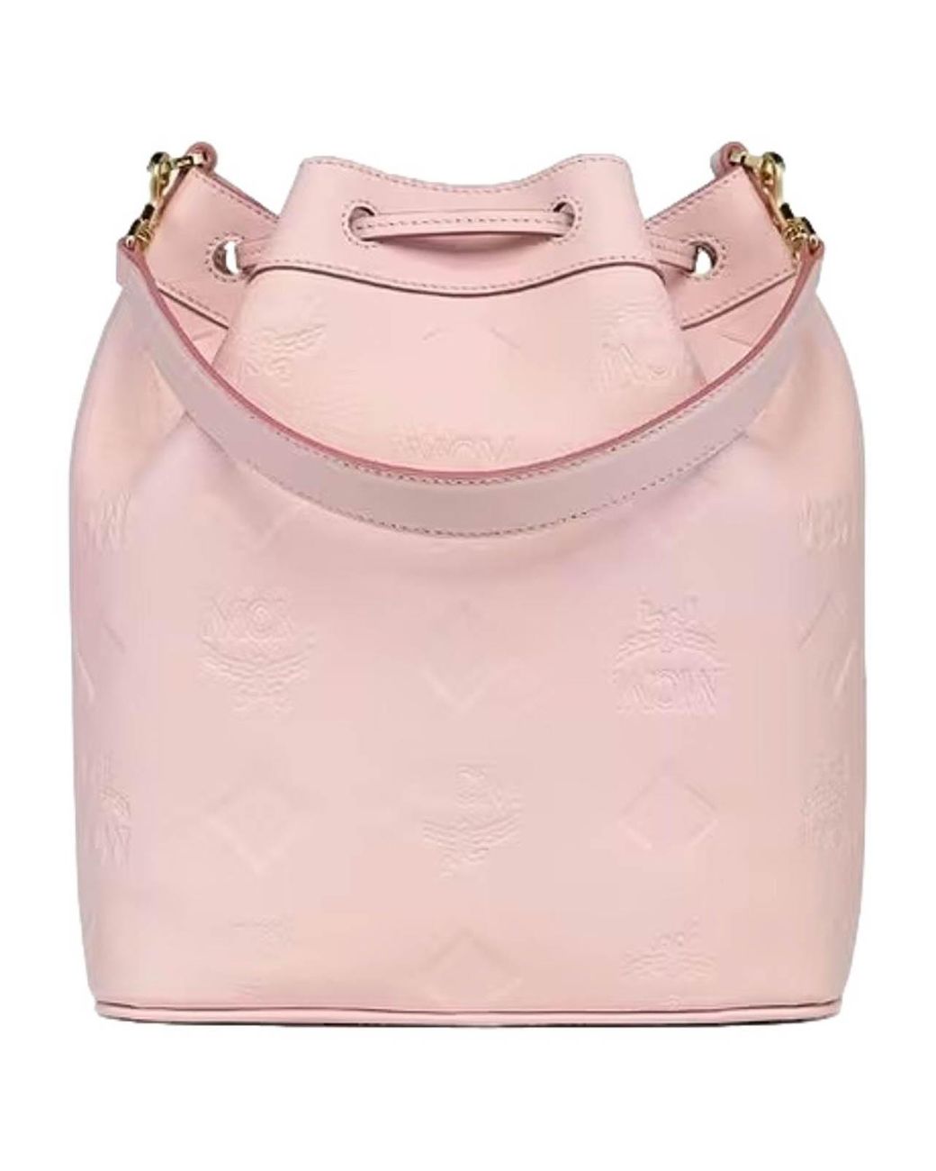 MCM Medium Drawstring Bag in Pink | Lyst