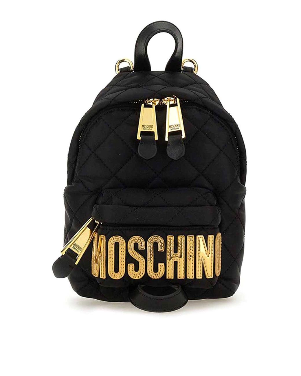 Moschino Logo Detailed Quilted Backpack in Black | Lyst UK