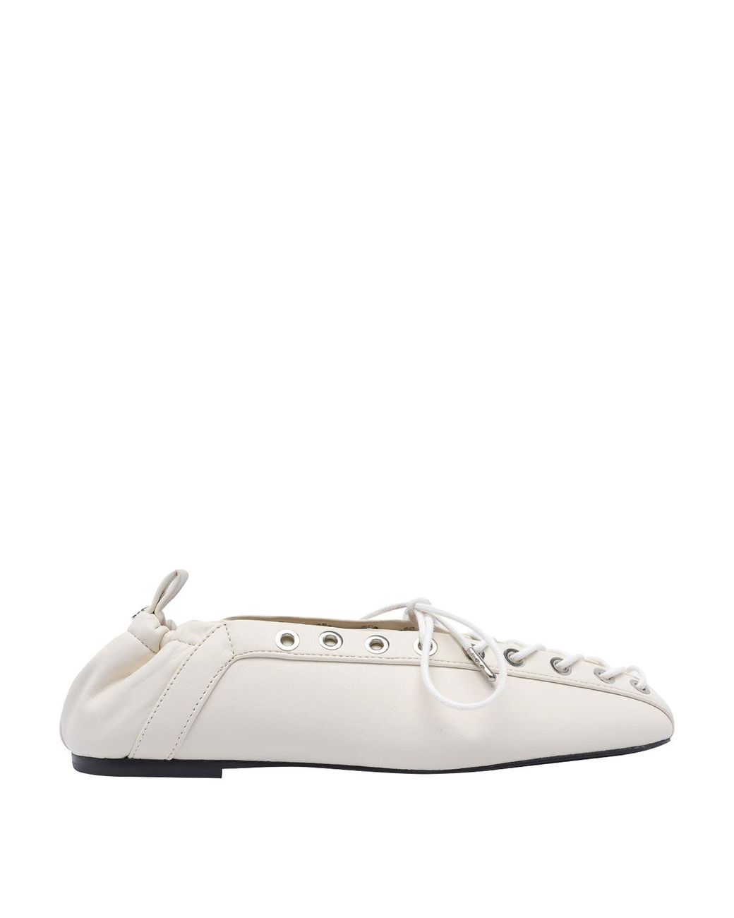 Ganni Eyelets Lace Up Ballets in White | Lyst