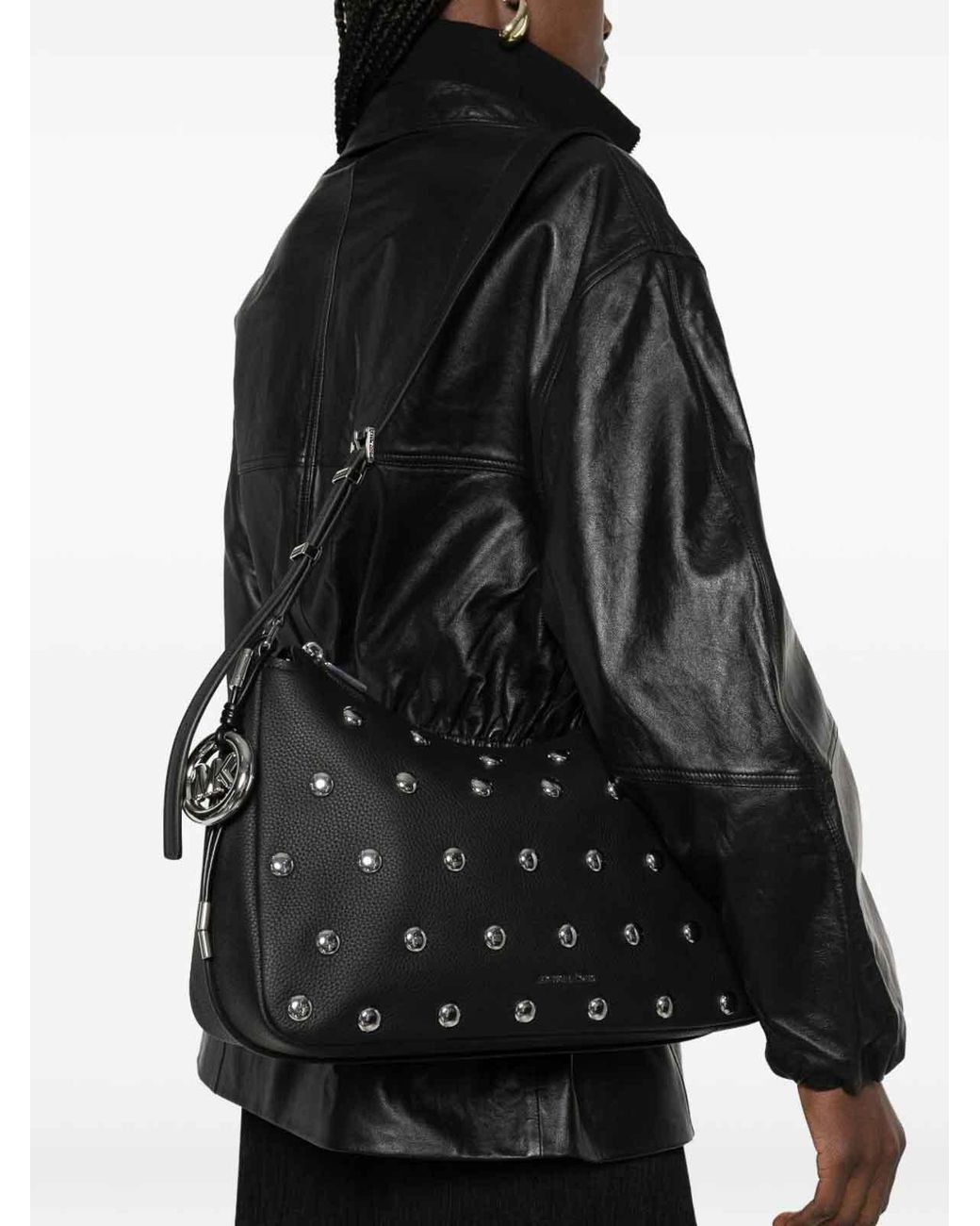Michael Kors Studded Shoulder Bag in Black | Lyst