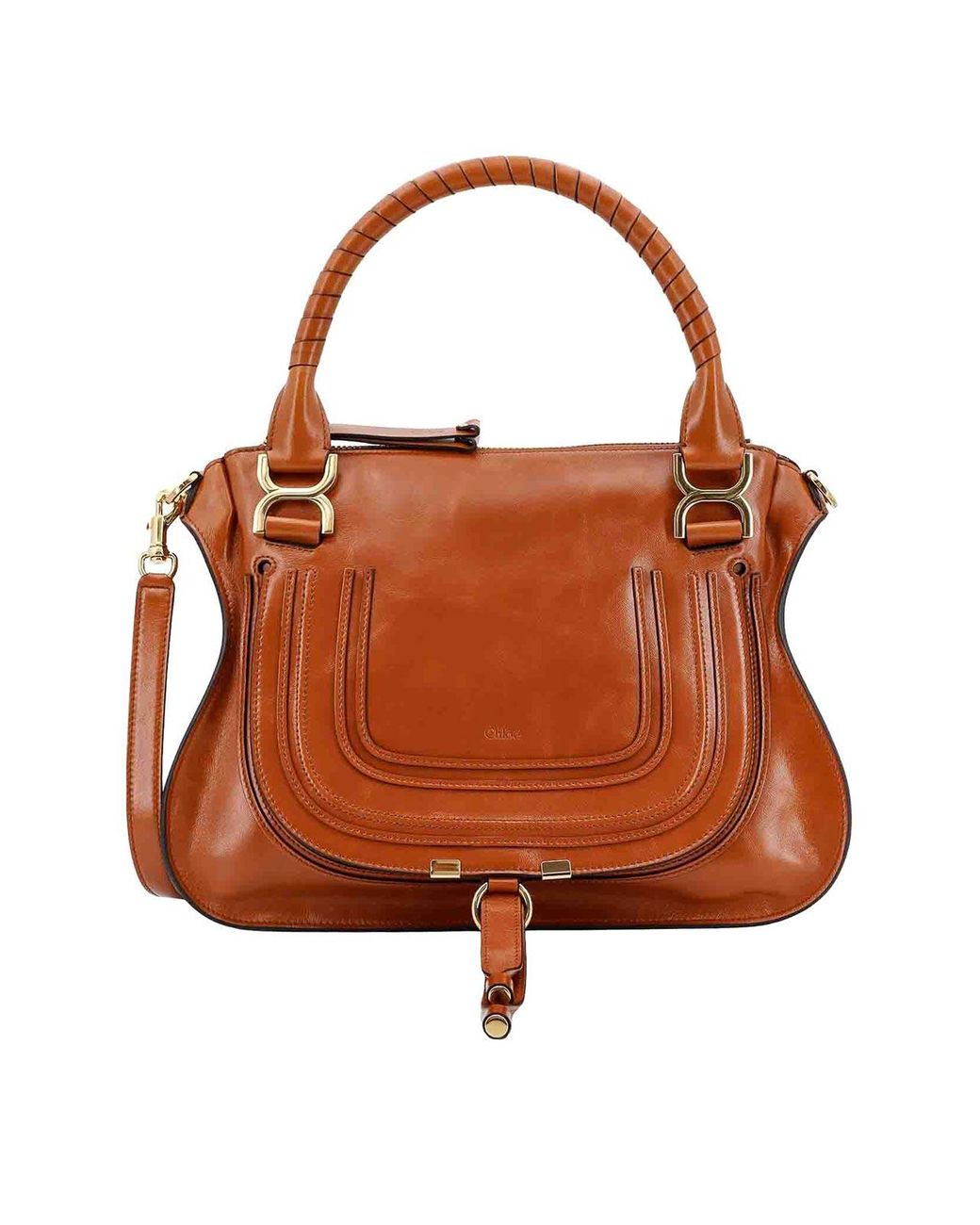Chloé Leather Handbag With Engraved Logo in Brown | Lyst