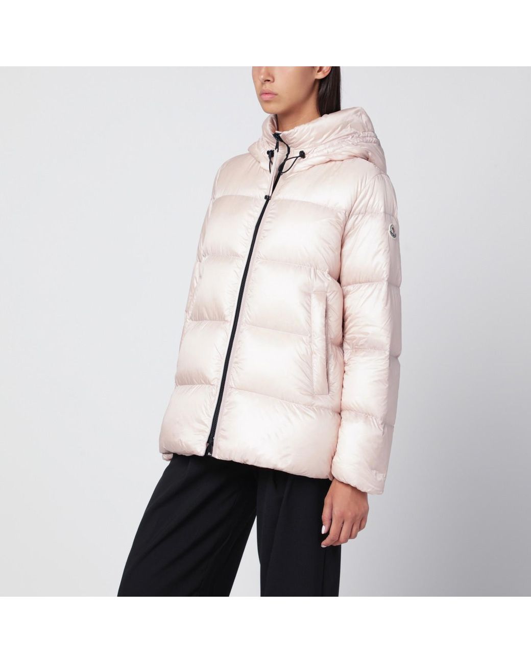 Moncler Light Zip-Up Down Jacket in Natural | Lyst