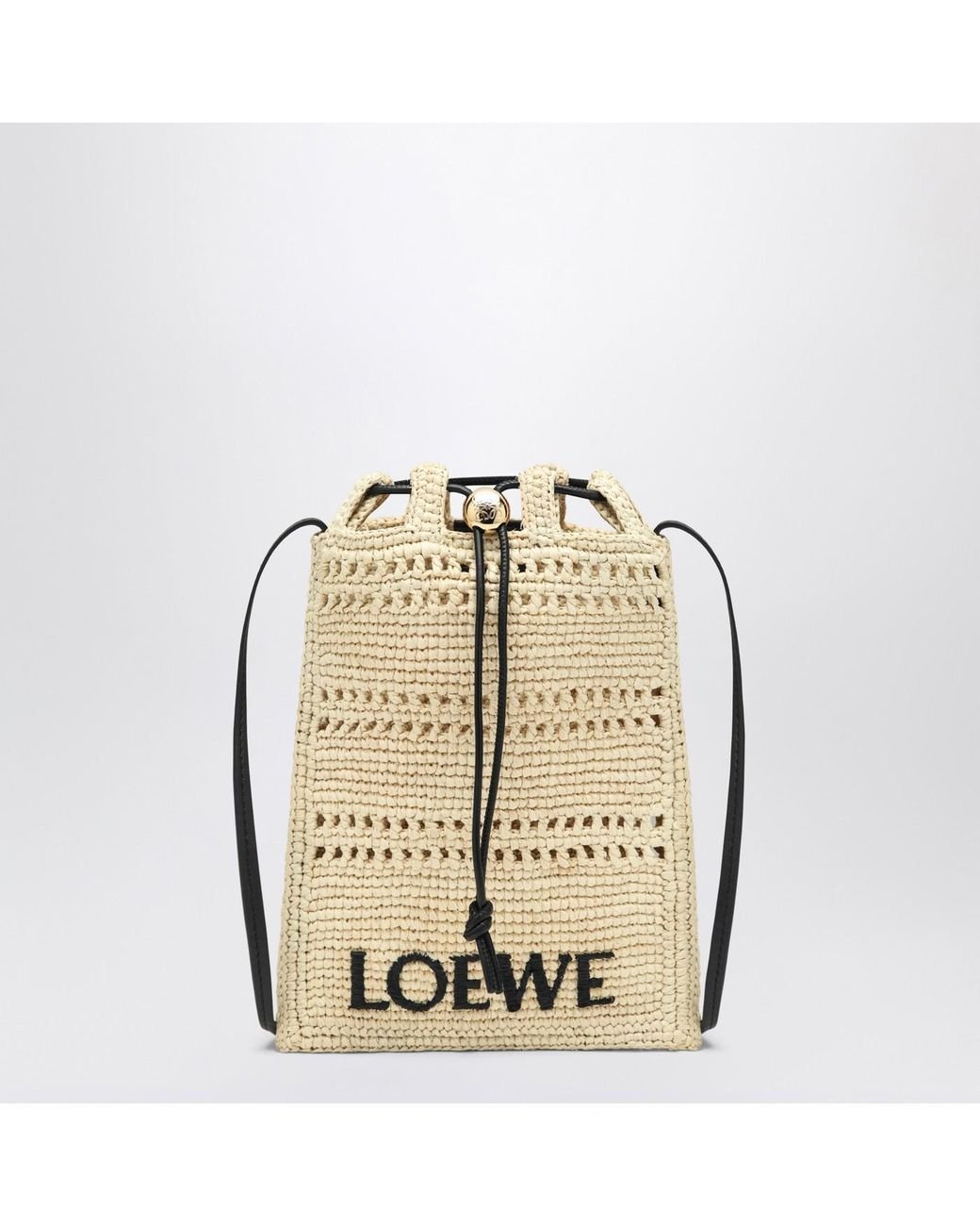 Loewe Natural Raffia Drawstring Pouch in Metallic | Lyst