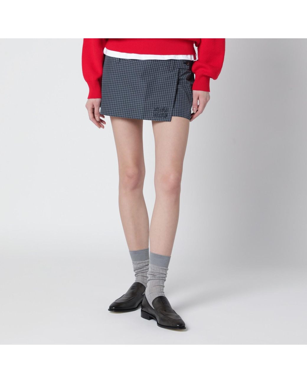 Miu Miu Mini Skirt in Blue | Lyst UK