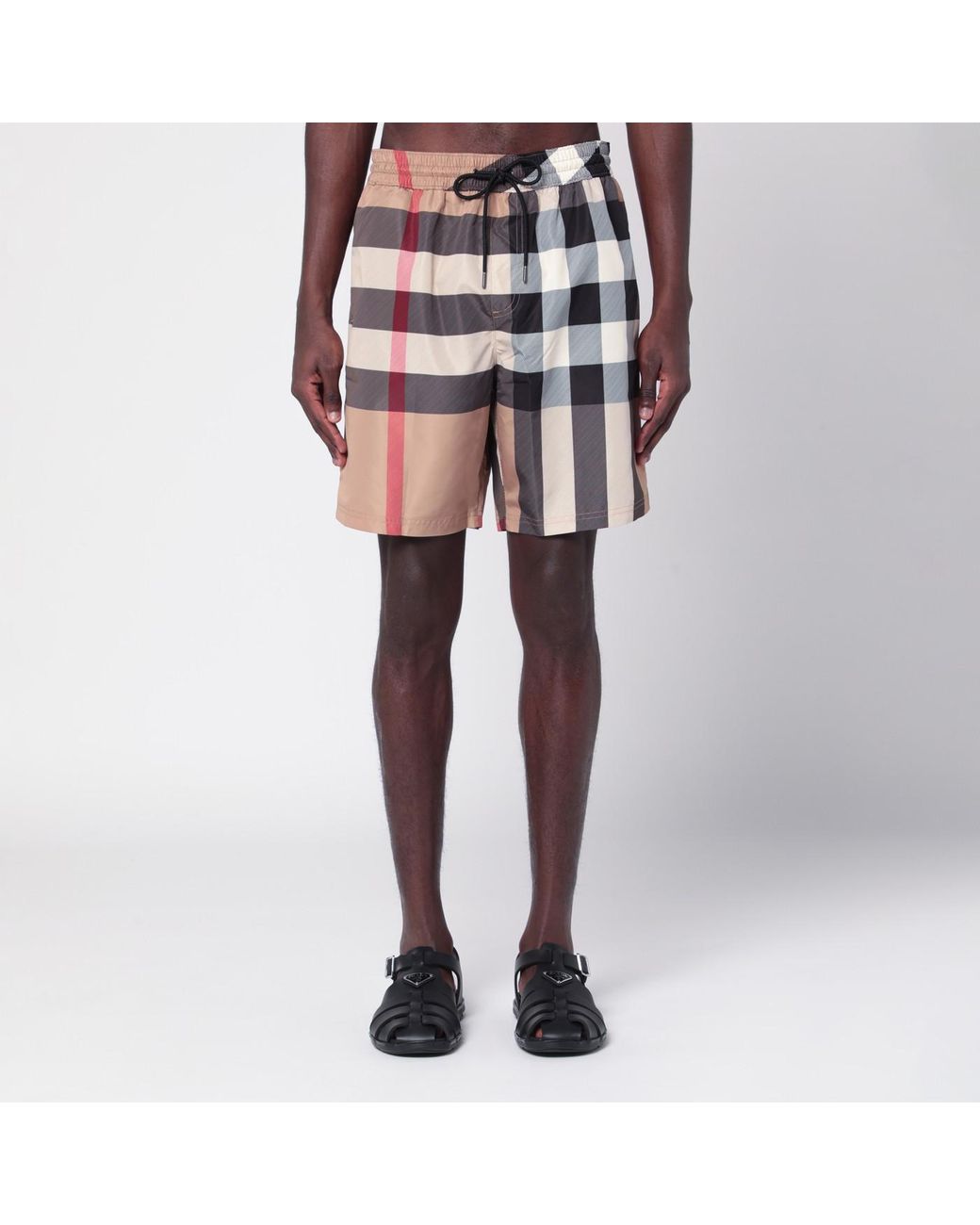 Burberry Swim Shorts Check Pattern in Natural for Men | Lyst