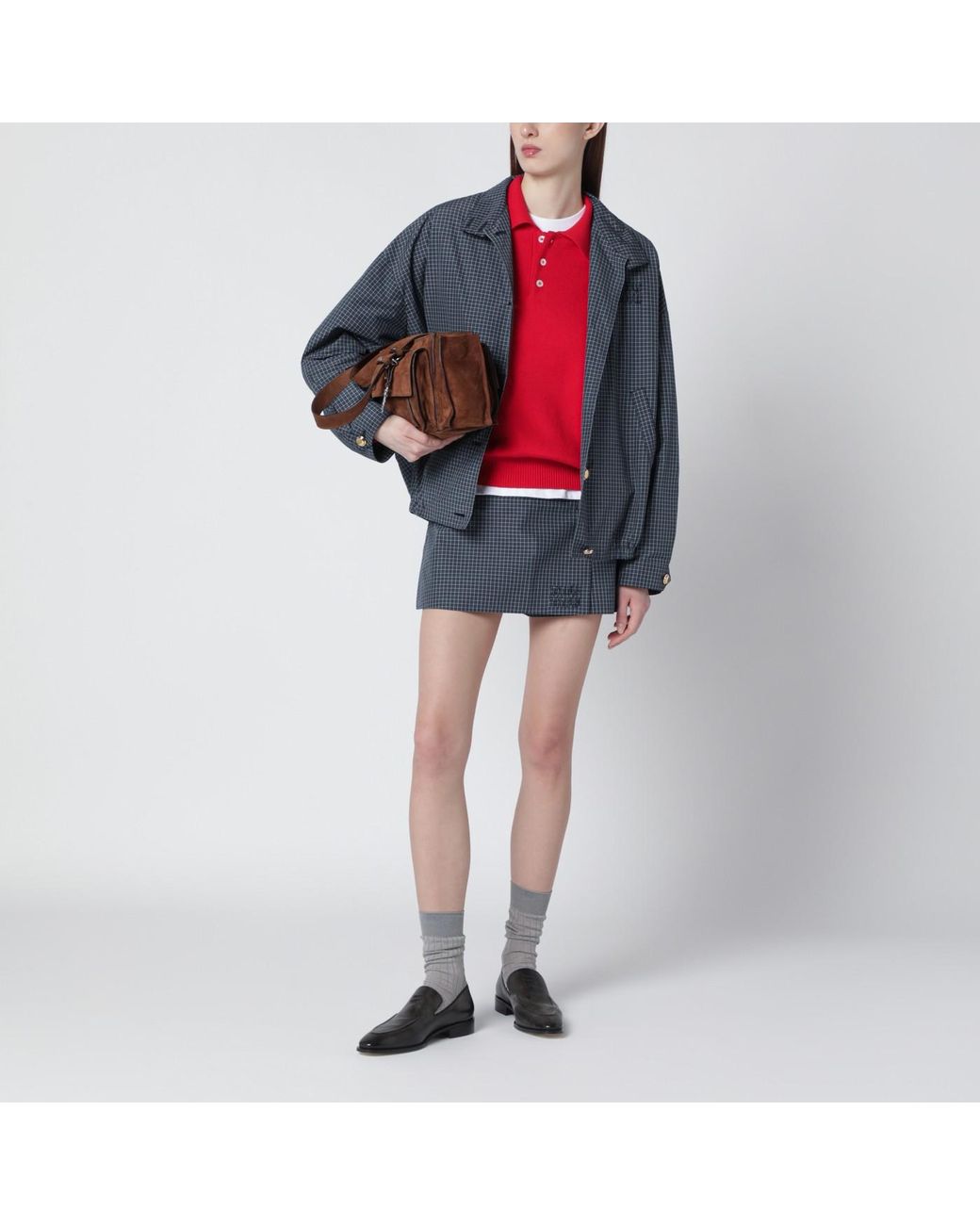 Miu Miu Mini Skirt in Blue | Lyst UK