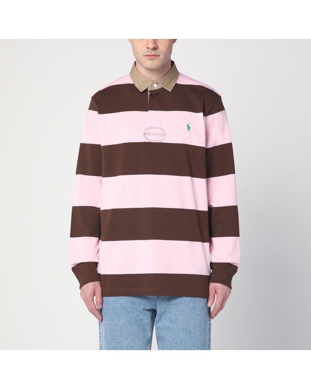Polo Ralph Lauren /brown Striped Cotton Polo in Red for Men | Lyst