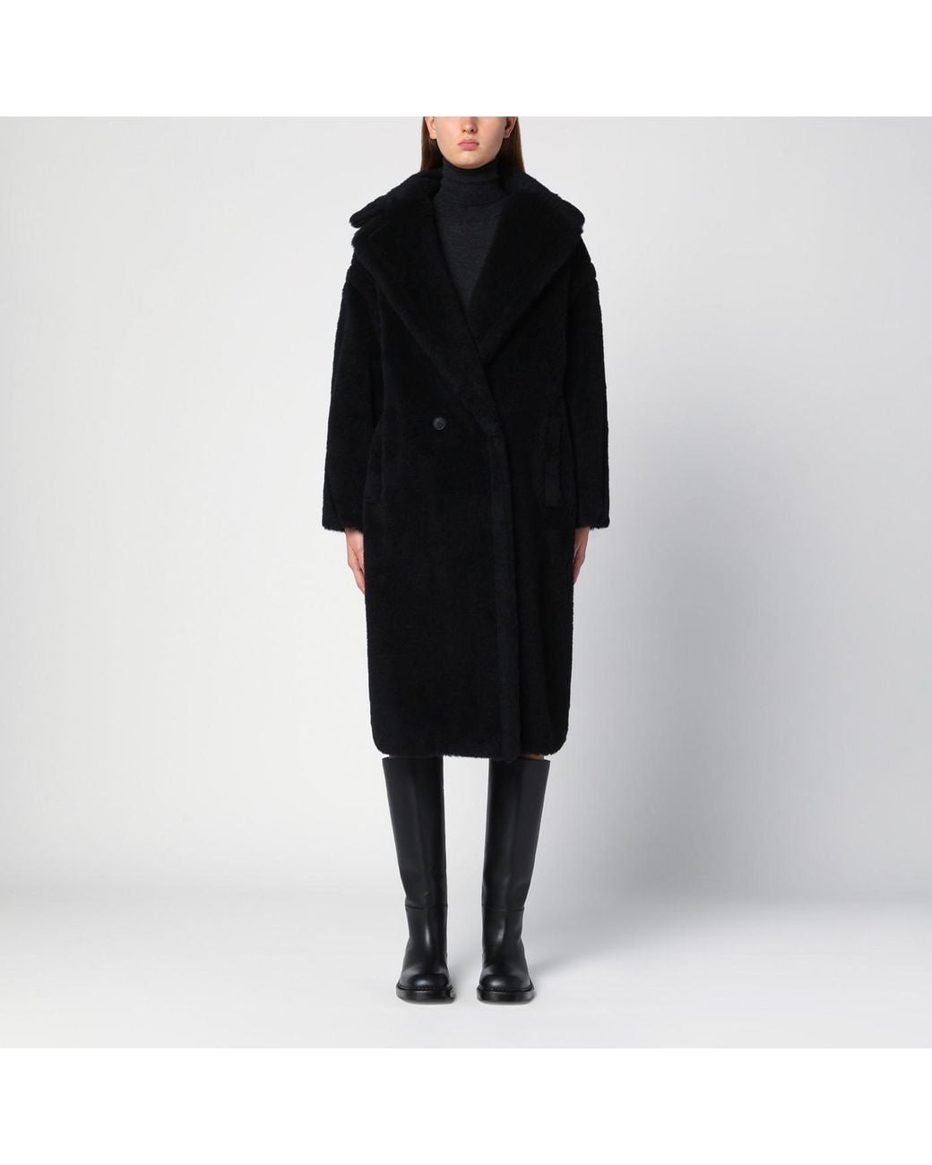 Max Mara Teddy Bear Icon Coat In Alpaca And Wool in Black | Lyst