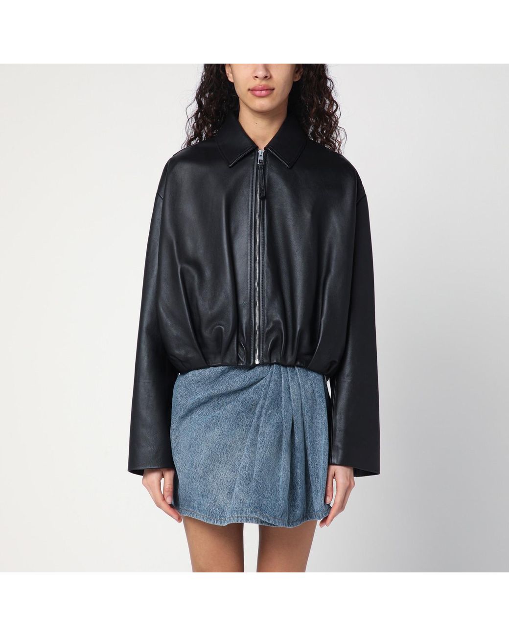 Loewe Draped Jacket In Leather in Black | Lyst