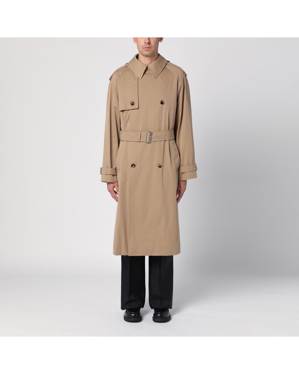 Burberry Elegant Long Gabardine Trench Jacket For in Natural for Men | Lyst