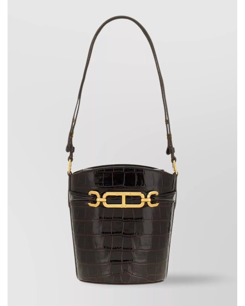 Tom Ford Small Crocodile Bucket Bag With Hardware in White | Lyst