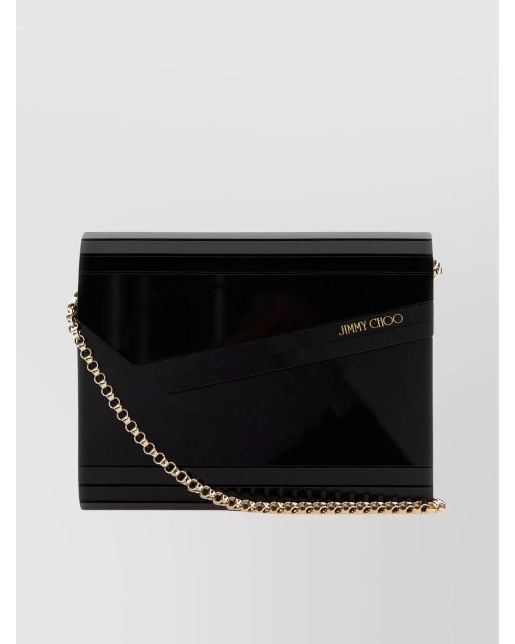 Jimmy Choo Candy Acrylic Chain Clutch With Glossy Finish in Black | Lyst
