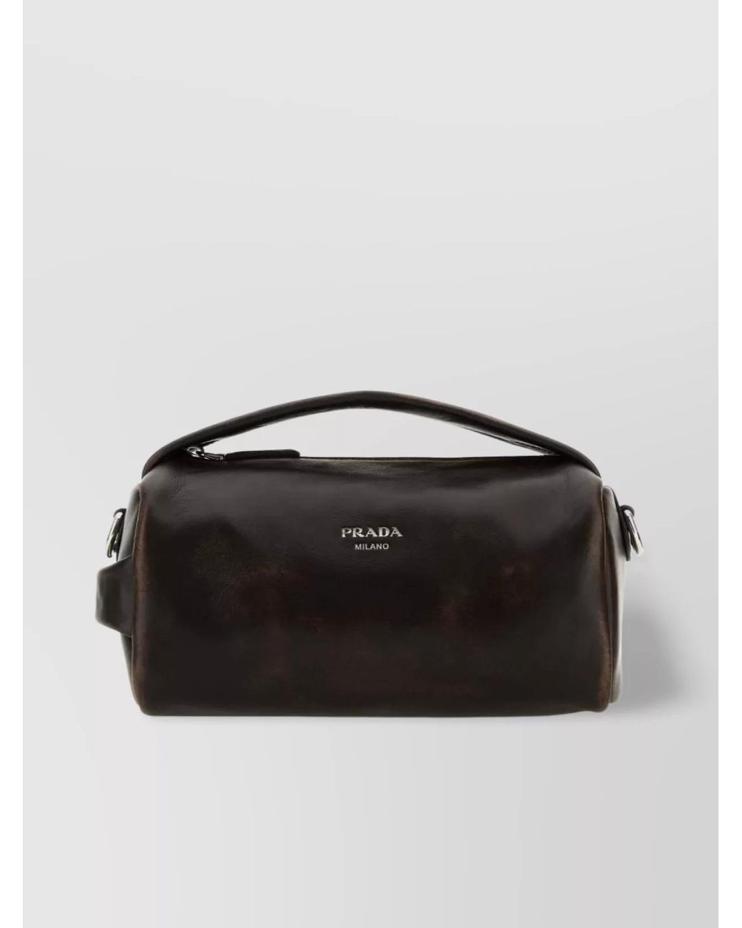 Prada Vintage Nappa Top Handle Rectangular Luggage in Black for Men | Lyst