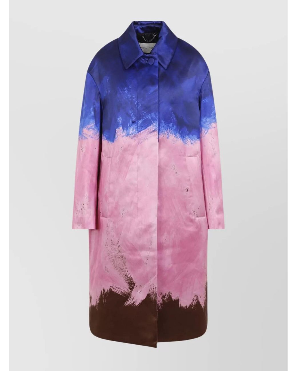 Dries Van Noten Hand-Painted Cotton-Silk Satin Coat With Color-Block ...