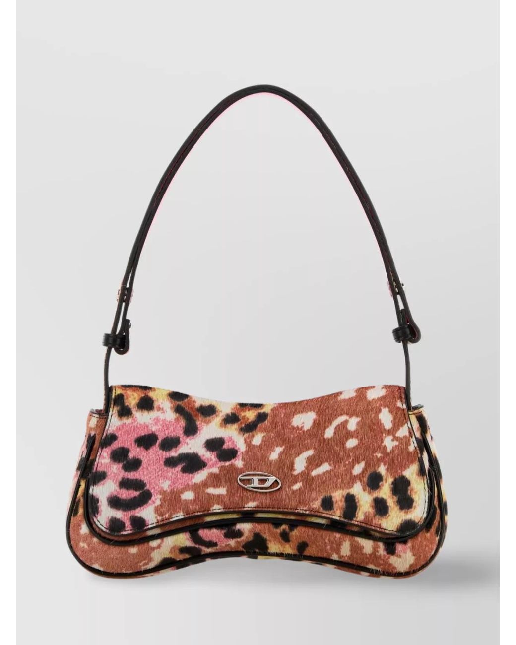 DIESEL Curved Animal Print Shoulder Bag in Red | Lyst