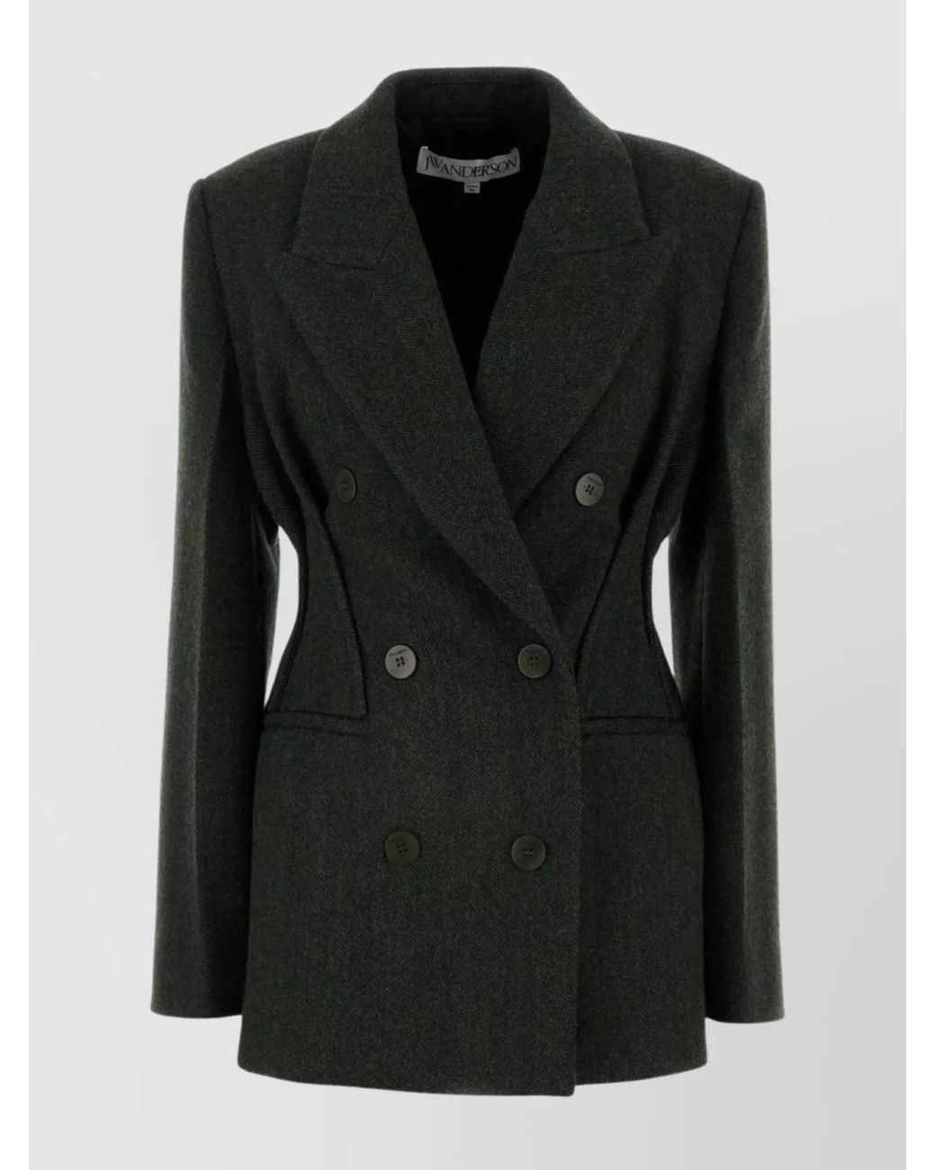 JW Anderson Blazer Wool Blend Structured Shoulders in Black | Lyst
