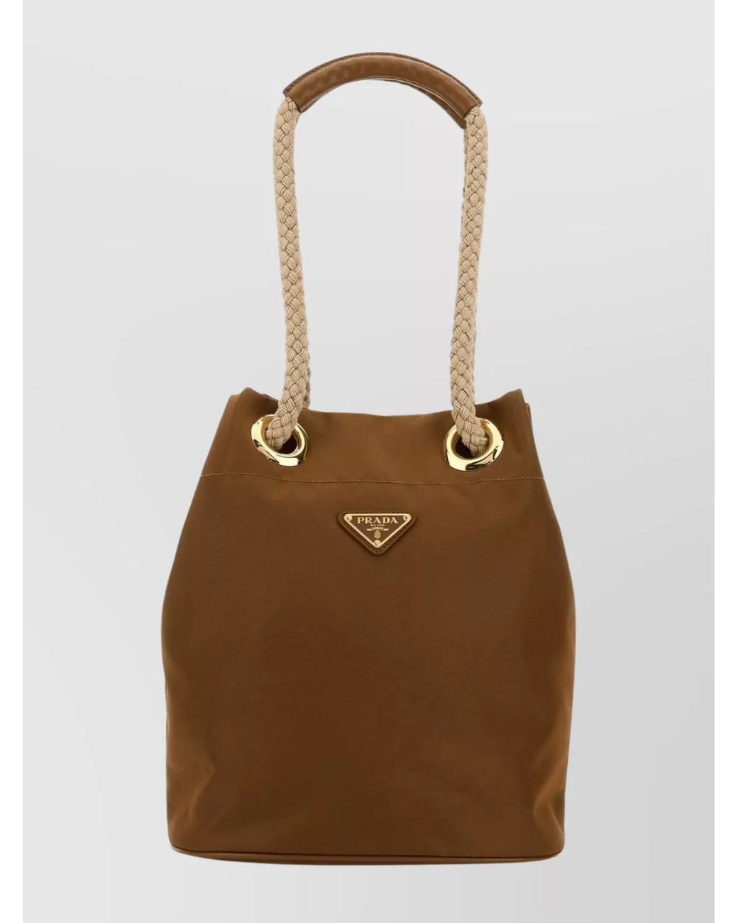 Prada Re-Nylon Mariner Bucket Bag With Braided Handles in Natural | Lyst UK