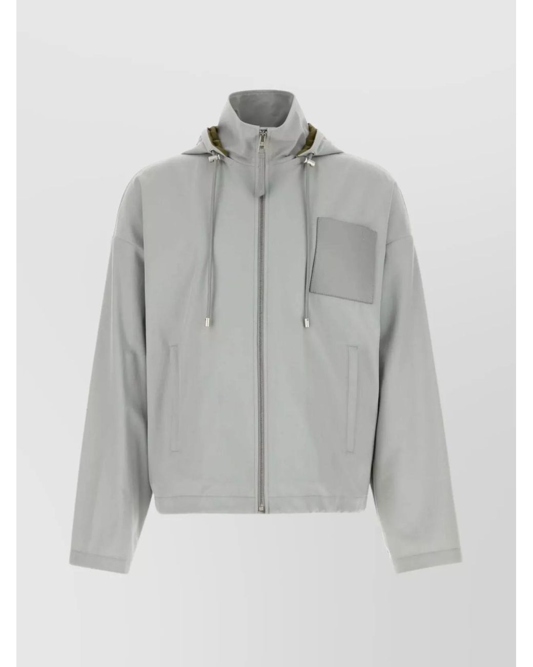 Loewe Twill Jacket With Hood And Drawstring in Grey for Men | Lyst UK