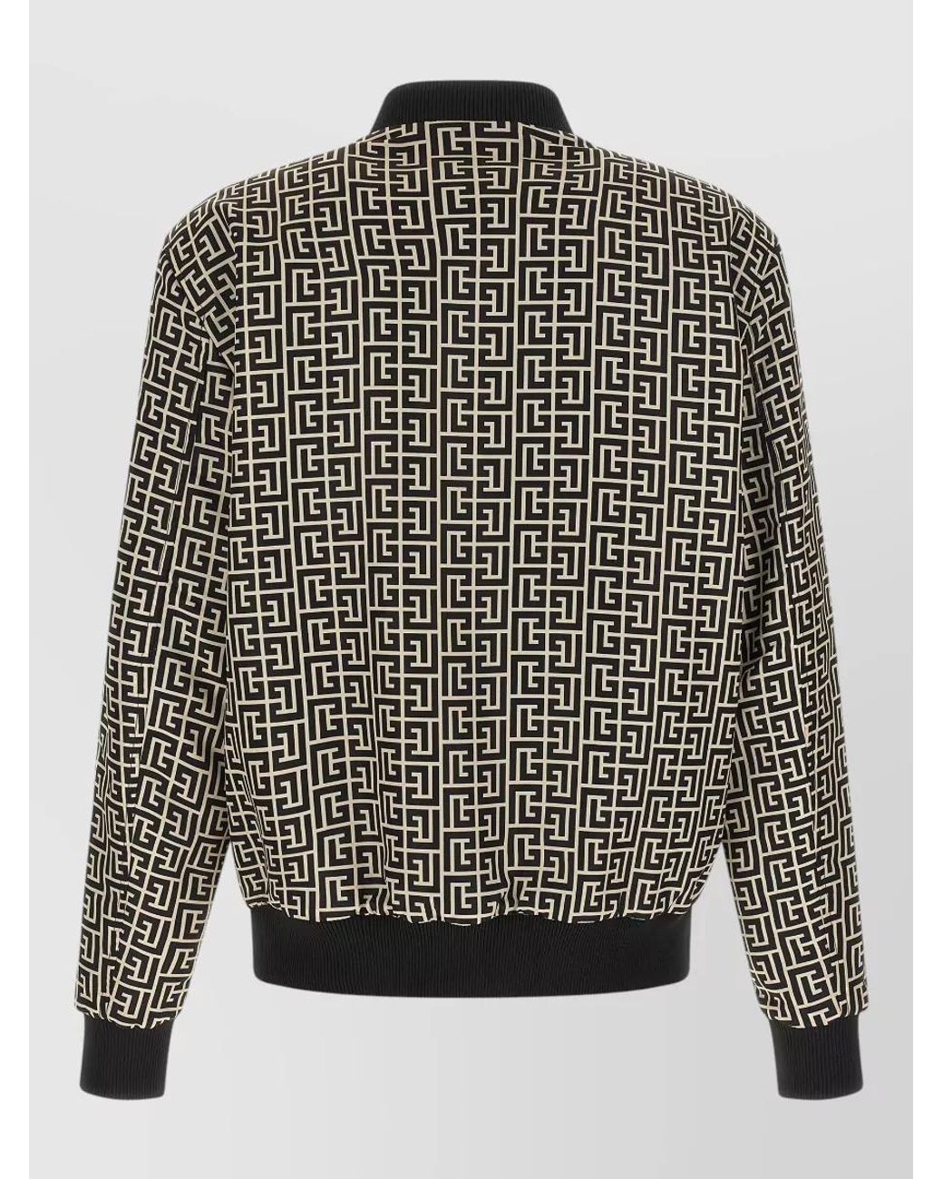 Balmain Monogram Reversible Bomber Jacket Geometric Pattern in Grey for ...