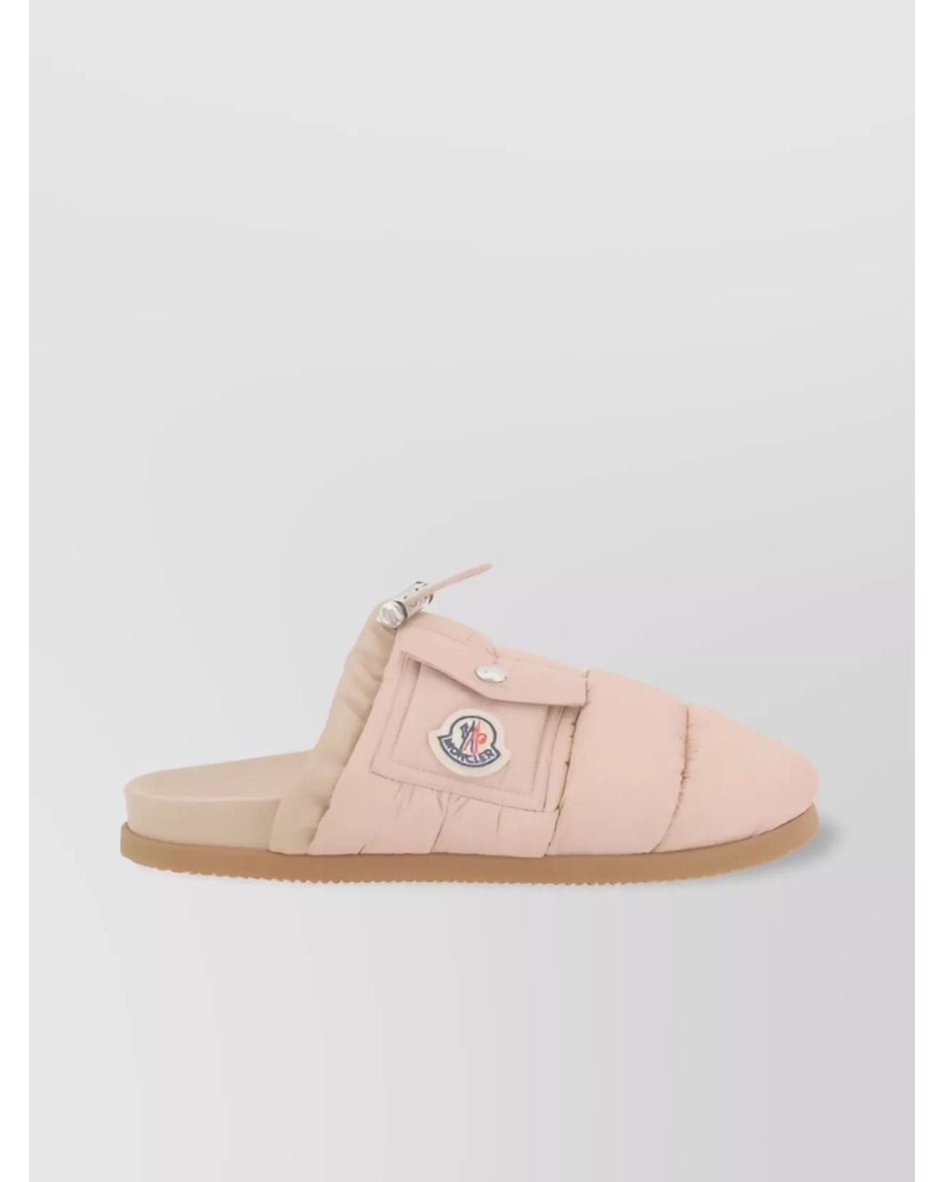 Moncler Leather Padded Slippers in Pink | Lyst