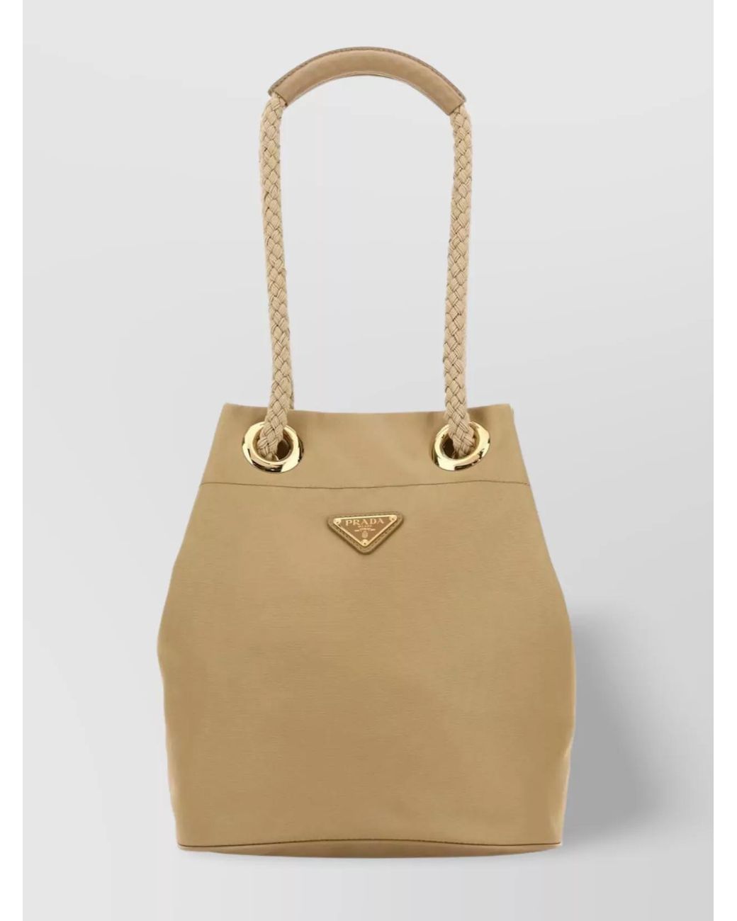 Prada Bucket Recycled Polyamide Shoulder Bag in Natural | Lyst