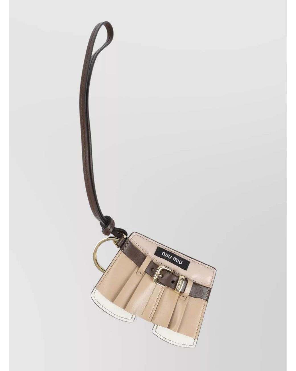 Miu Miu Leather Keyring in White | Lyst