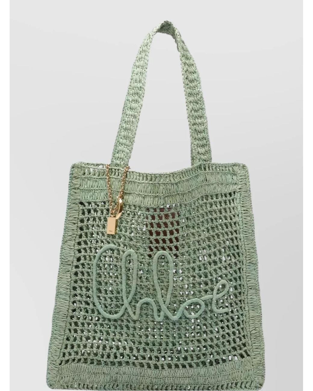 Chloé Summer Rafia Banana Tote Bag in Green | Lyst