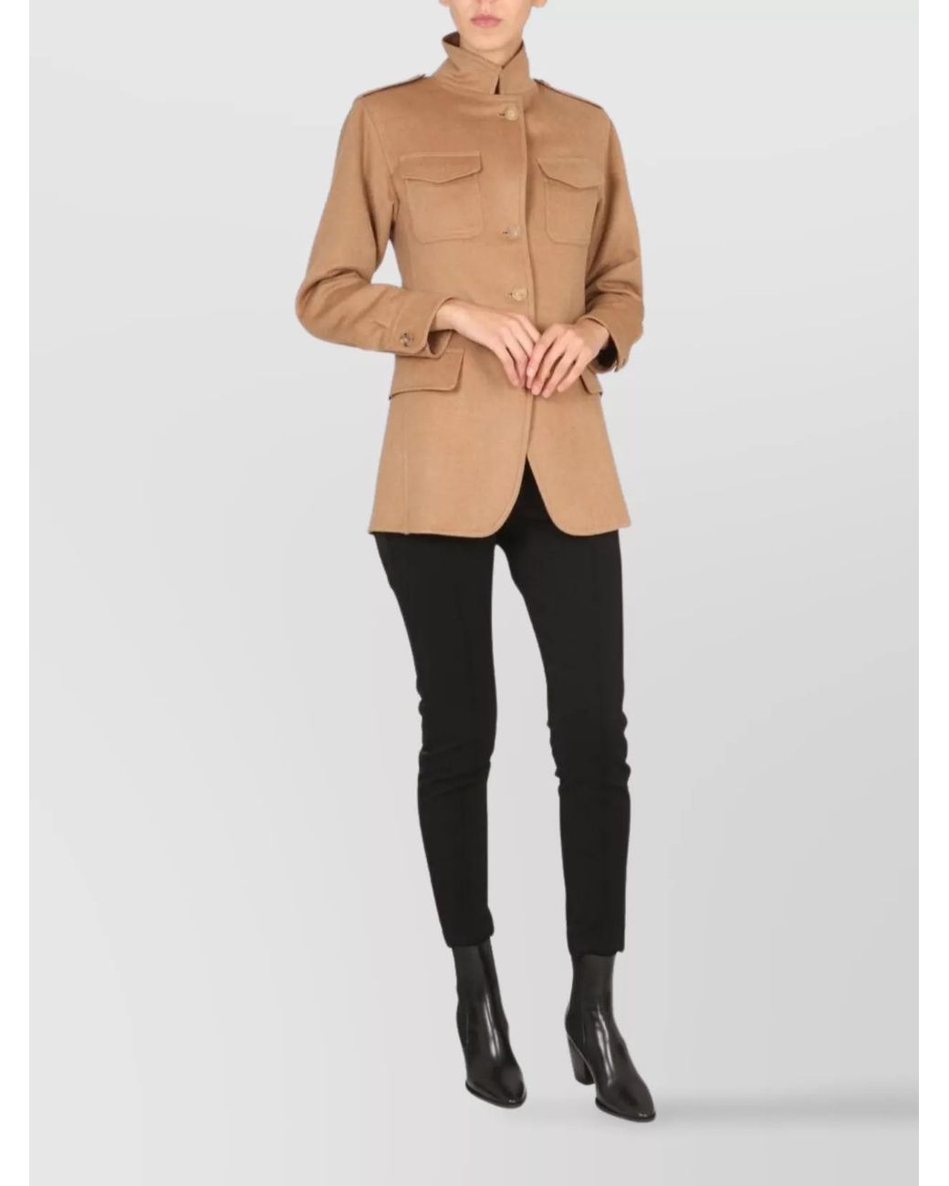 Max Mara Peonie Military Jacket in Natural | Lyst UK