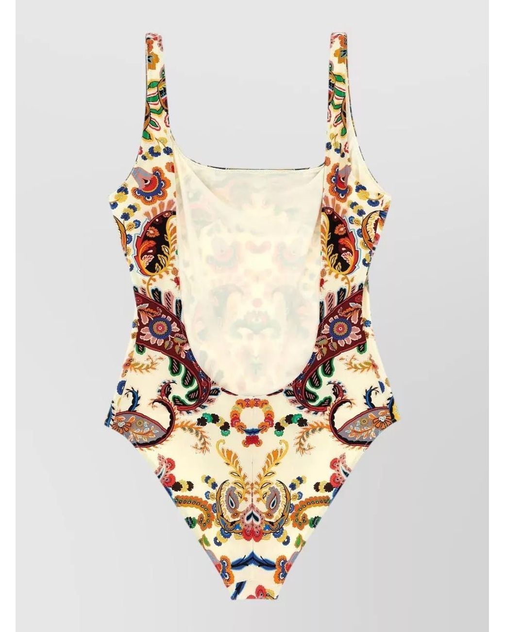 Etro Paisley Motif Scoop Neck One Piece Swimsuit in White | Lyst UK