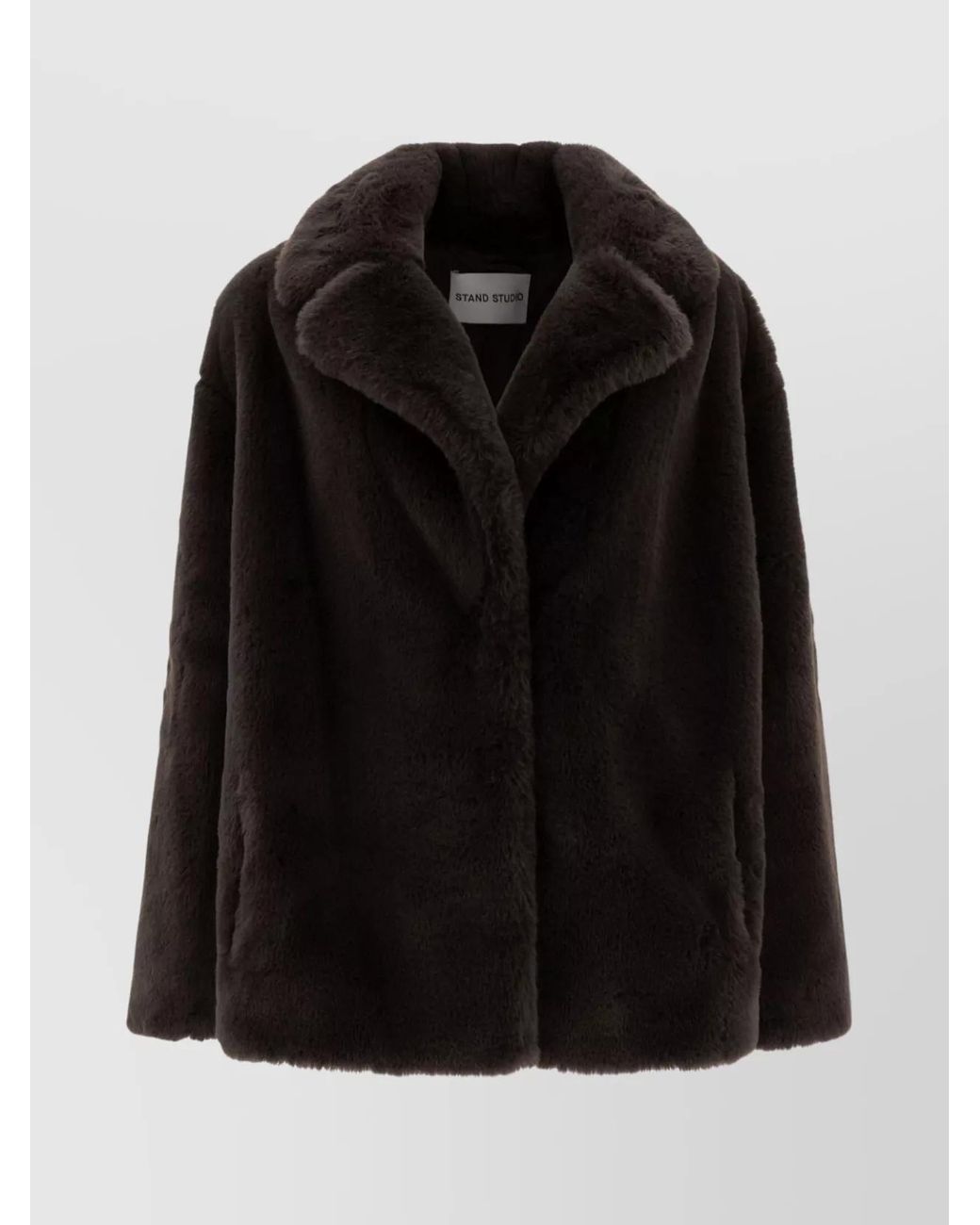 Stand Studio "Savannah" Faux Fur Coat in Black | Lyst