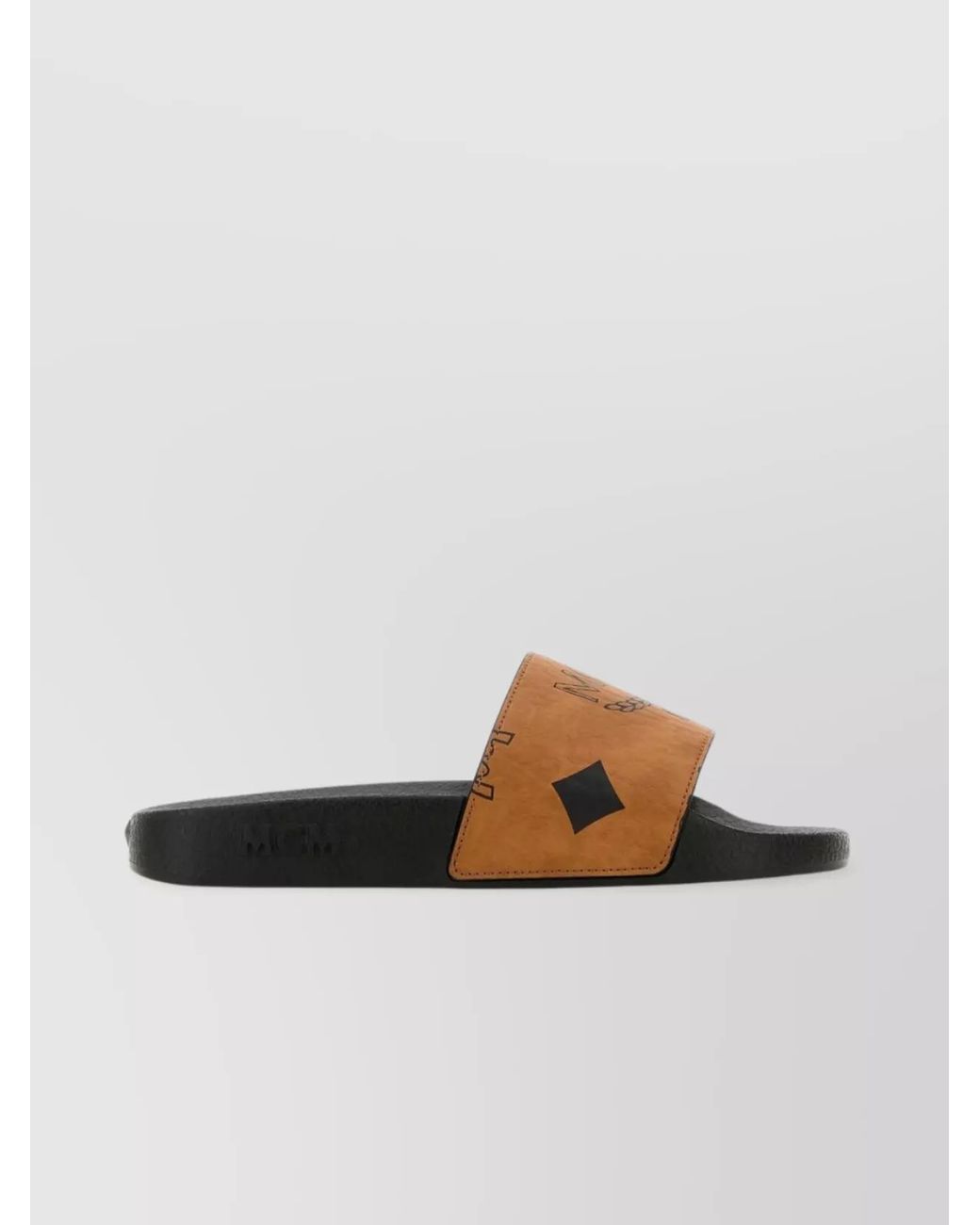 MCM Visetos Print Rubber Slides in White | Lyst